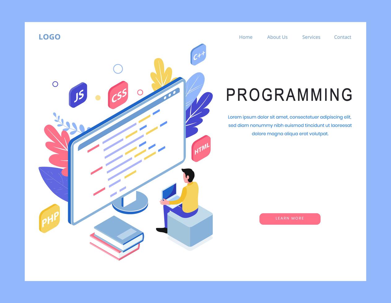 Isometric programming landing page 680402 Vector Art at Vecteezy