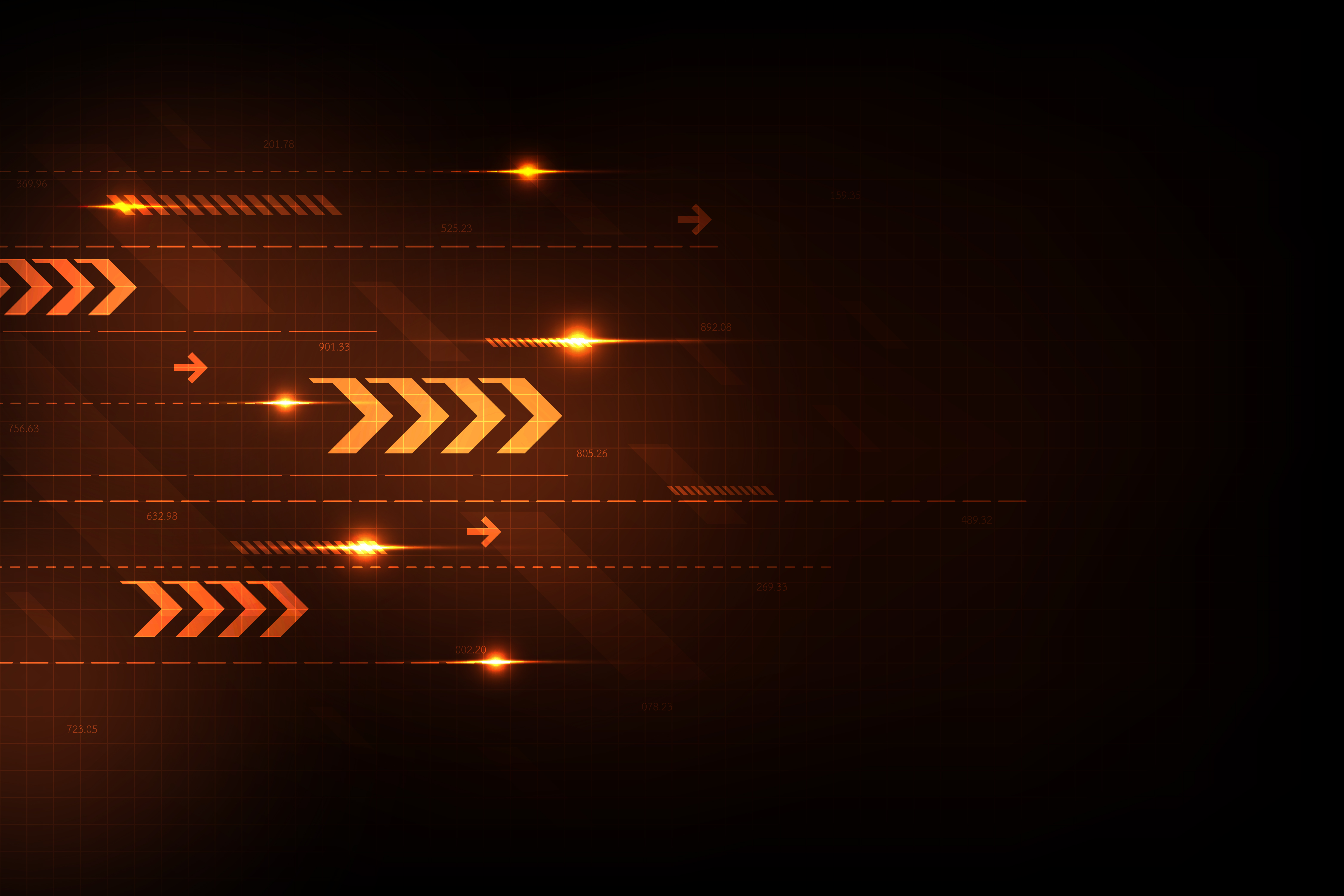 Glowing orange tech arrows concept 680551 Vector Art at Vecteezy