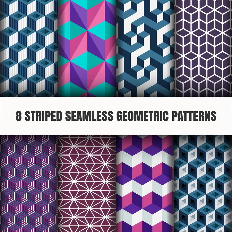 Set of striped seamless geometric patterns 680720 Vector Art at Vecteezy