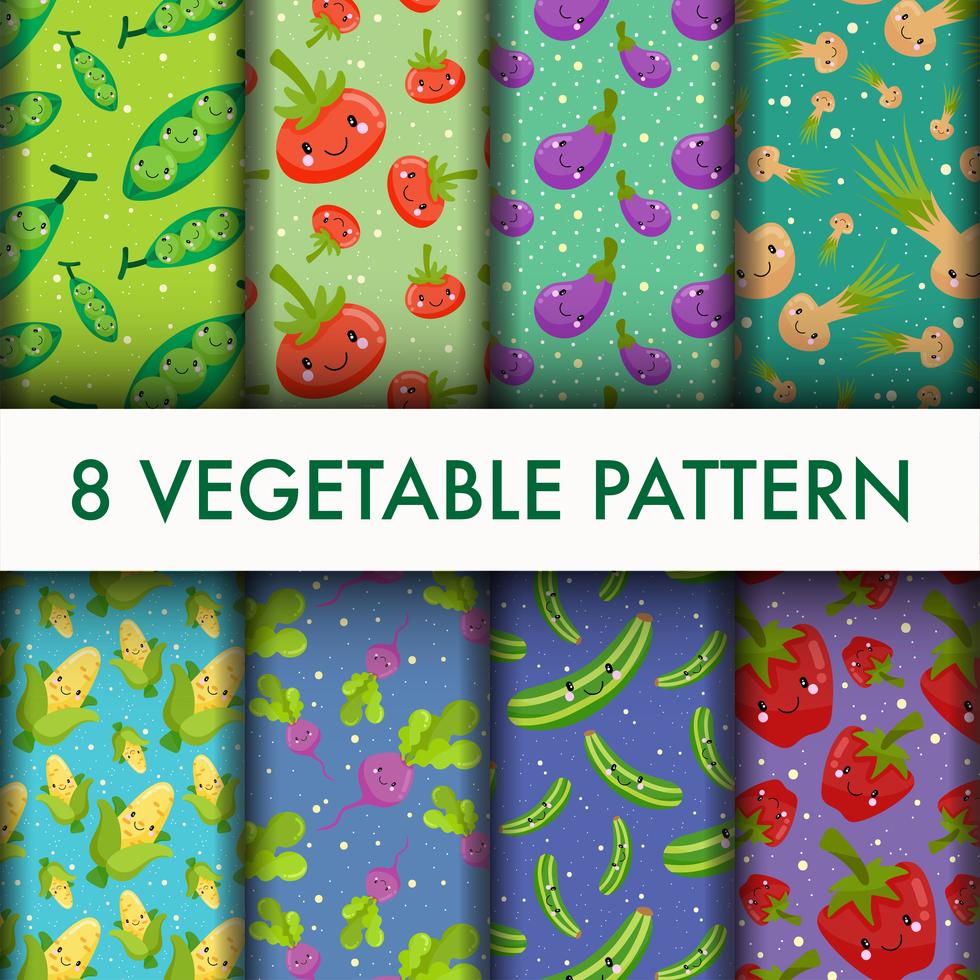 Vegetable pattern set 680809 Vector Art at Vecteezy