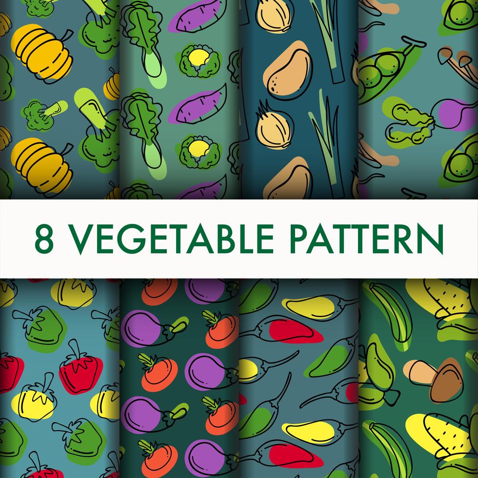 Vegetable pattern set 680855 Vector Art at Vecteezy