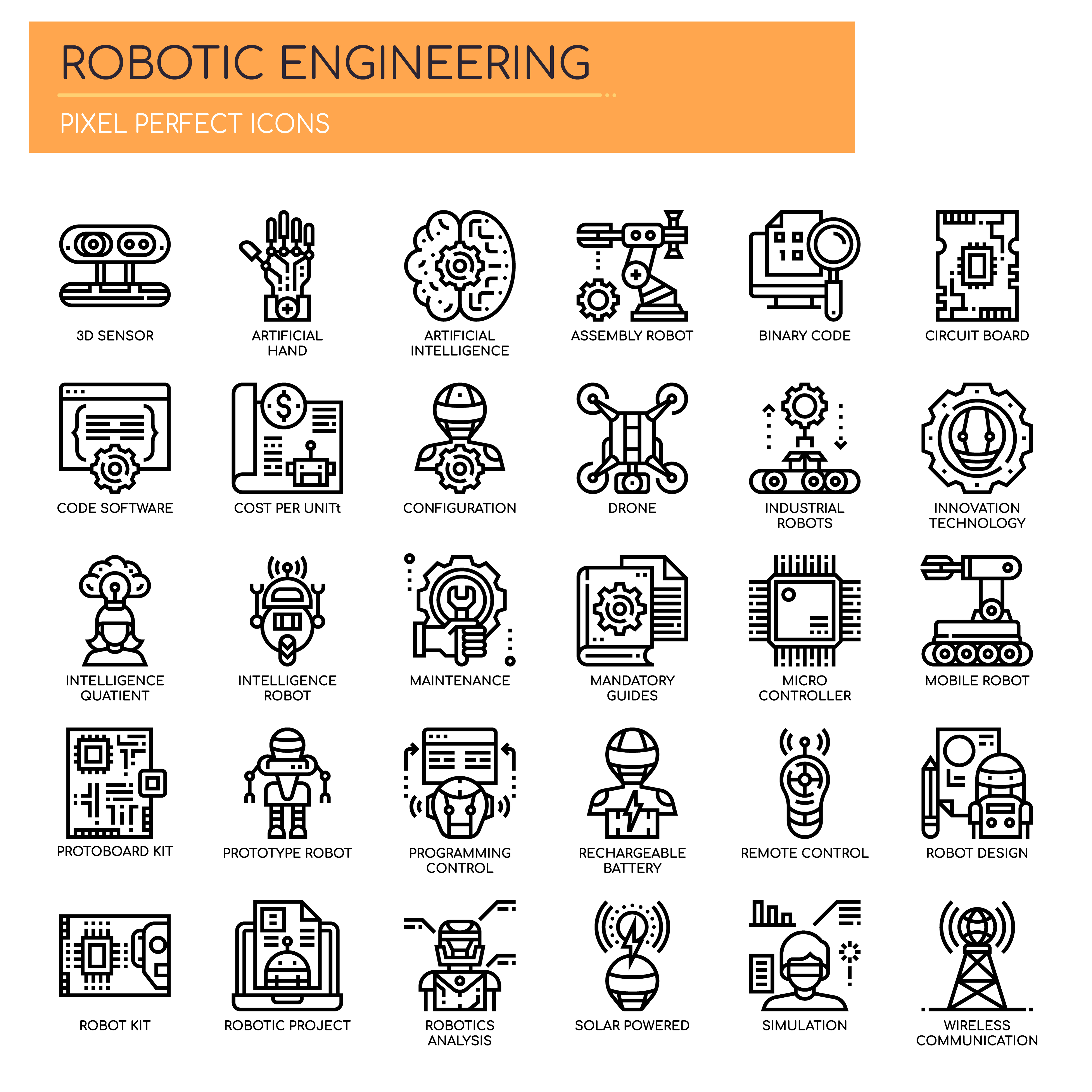 Robotic Engineering , Thin Line and Pixel Perfect Icons 680914 Vector ...