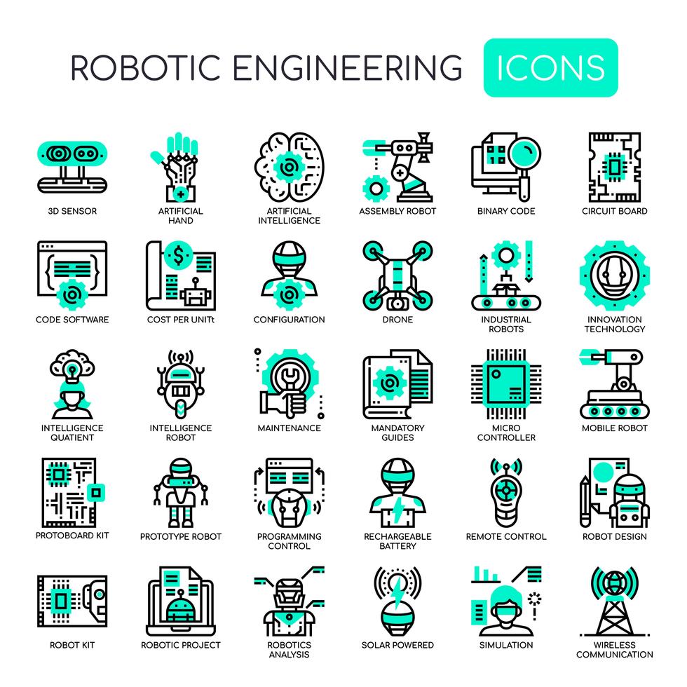 Robotic Engineering , Thin Line and Pixel Perfect Icons 681024 Vector ...