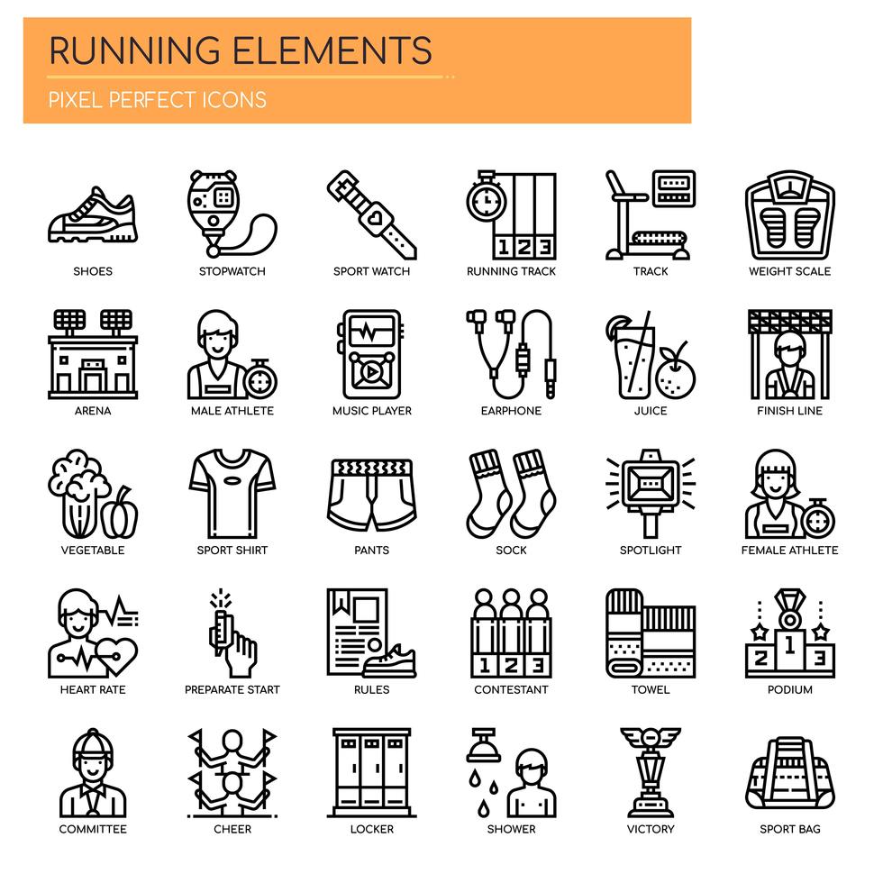 Running Elements , Thin Line and Pixel Perfect Icons 681054 Vector Art ...