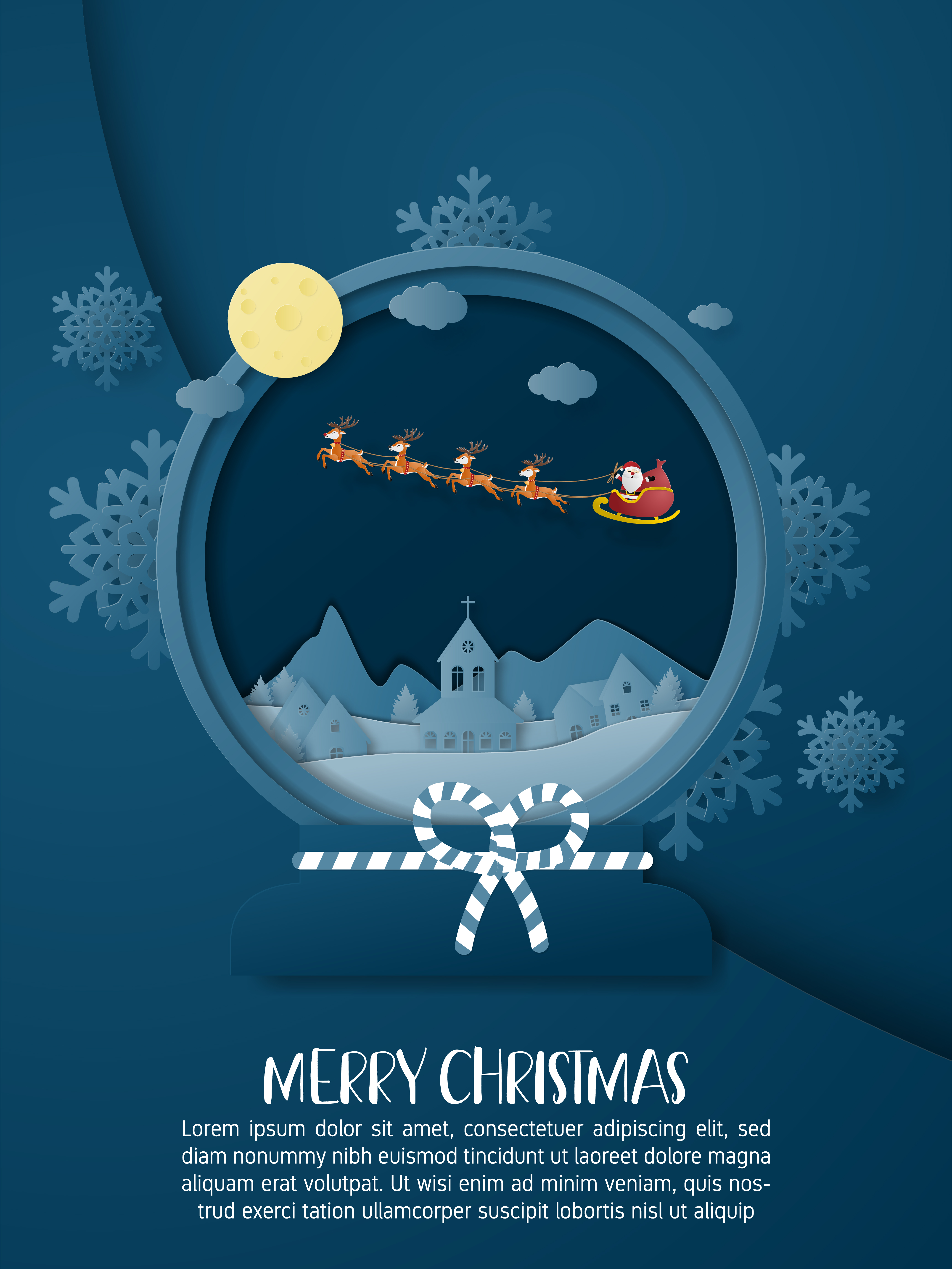 Christmas celebration poster in paper cut style 681188 Vector Art at ...
