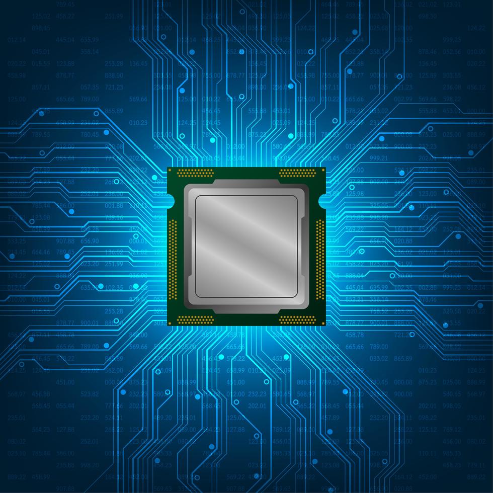 Abstract Cpu Design With Glowing Circuit Board 681401 Vector Art At