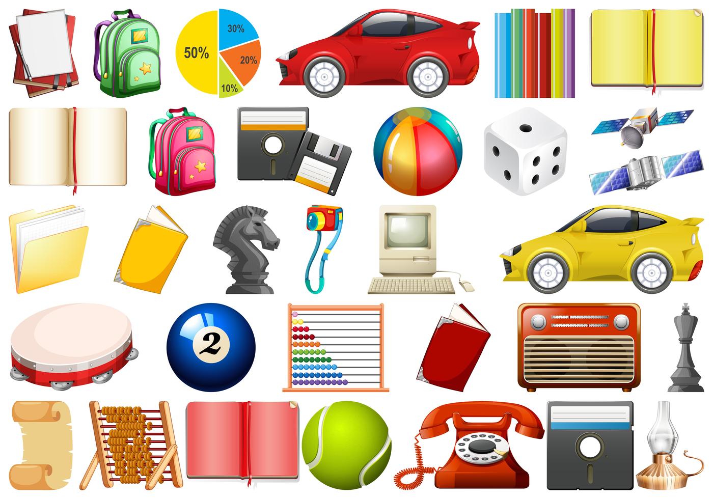 Set of different objects 682926 Vector Art at Vecteezy