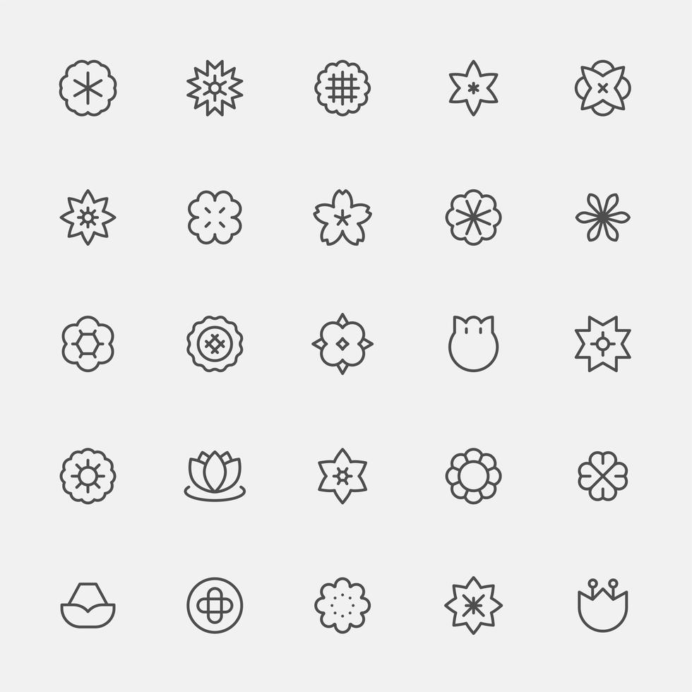 Set of monochrome simple line style flower icons. 683535 Vector Art at ...