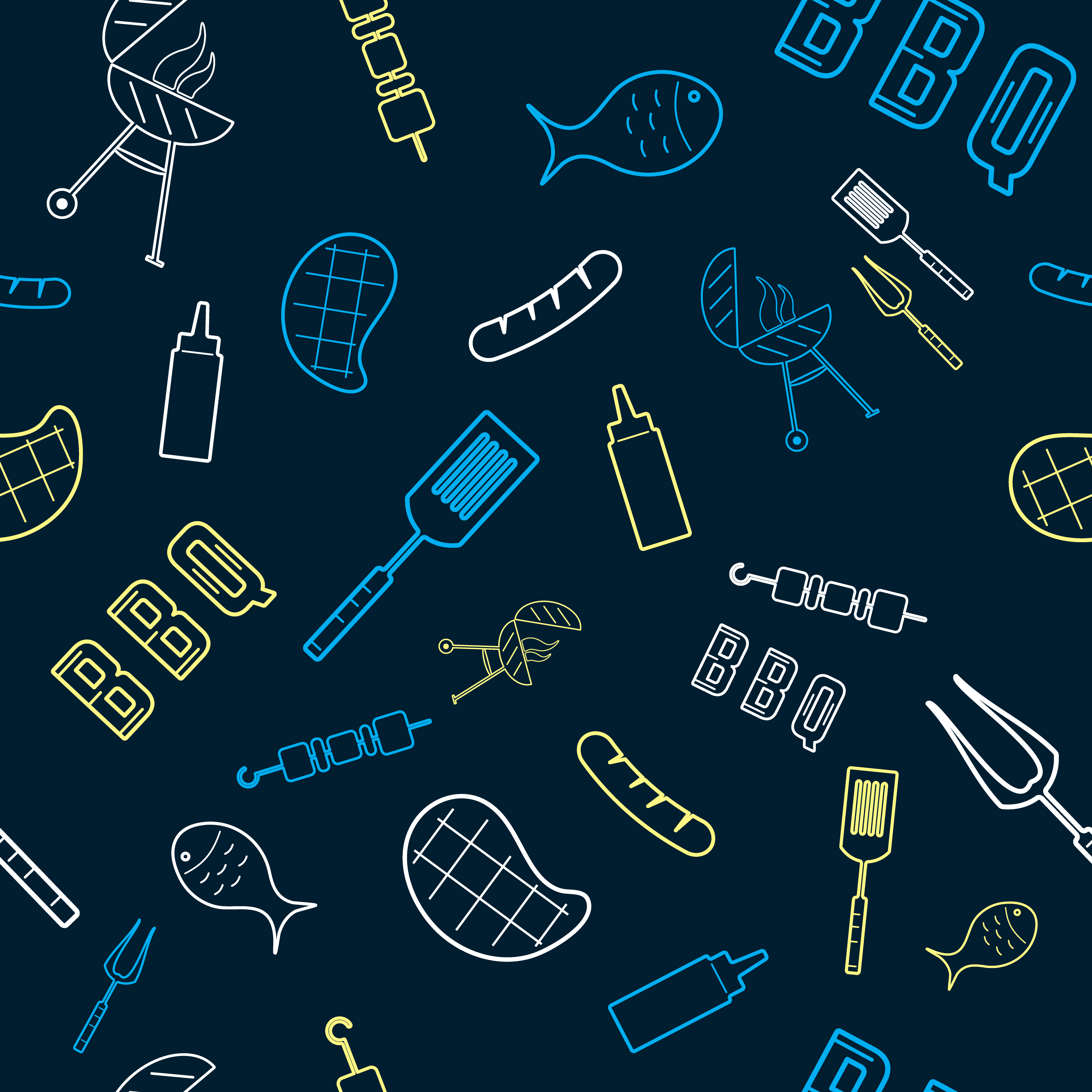 Bbq Barbecue Seamless Pattern 683901 Vector Art At Vecteezy