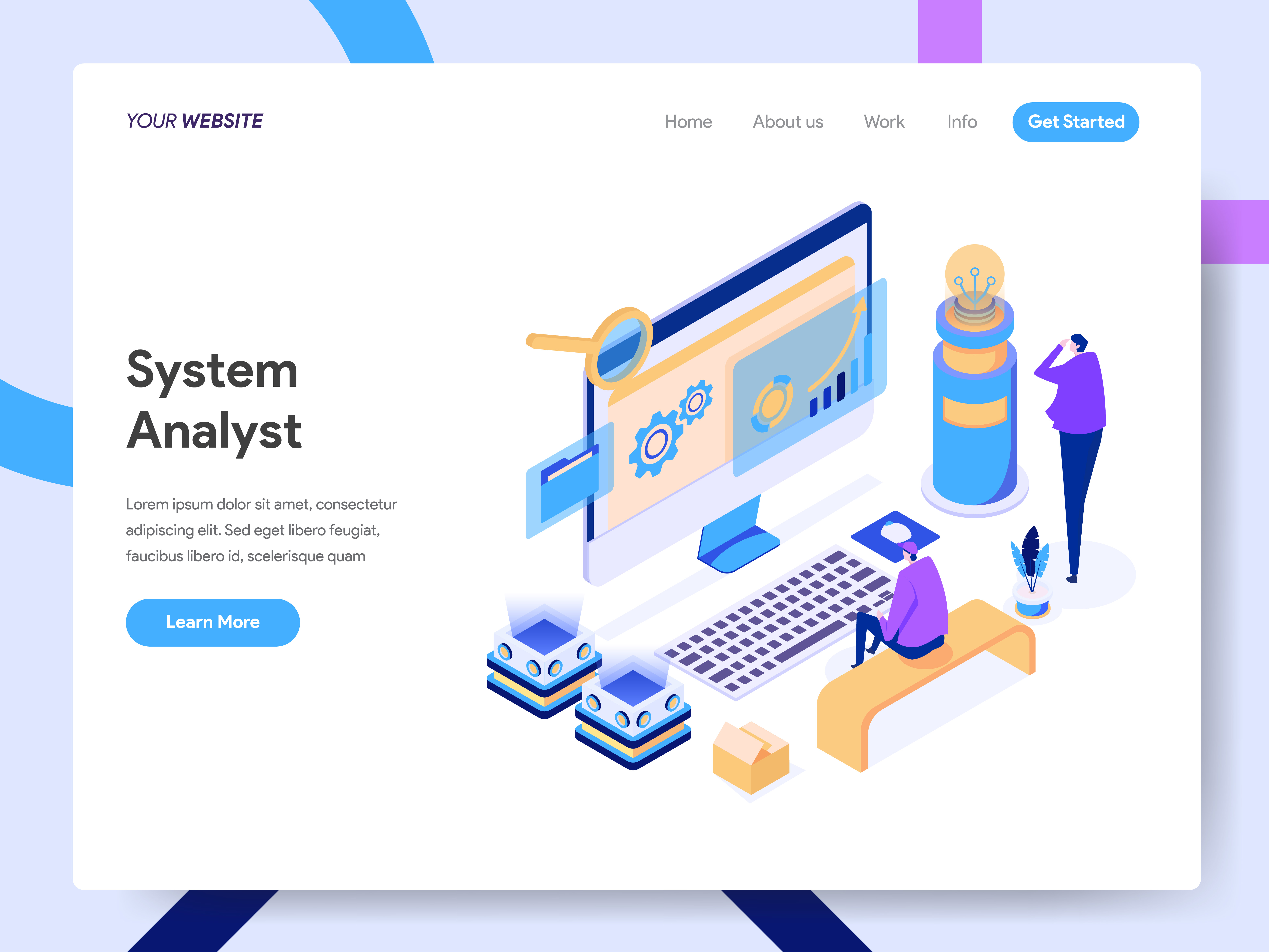 Landing Page Template Of Data Analyst 684166 Vector Art At Vecteezy