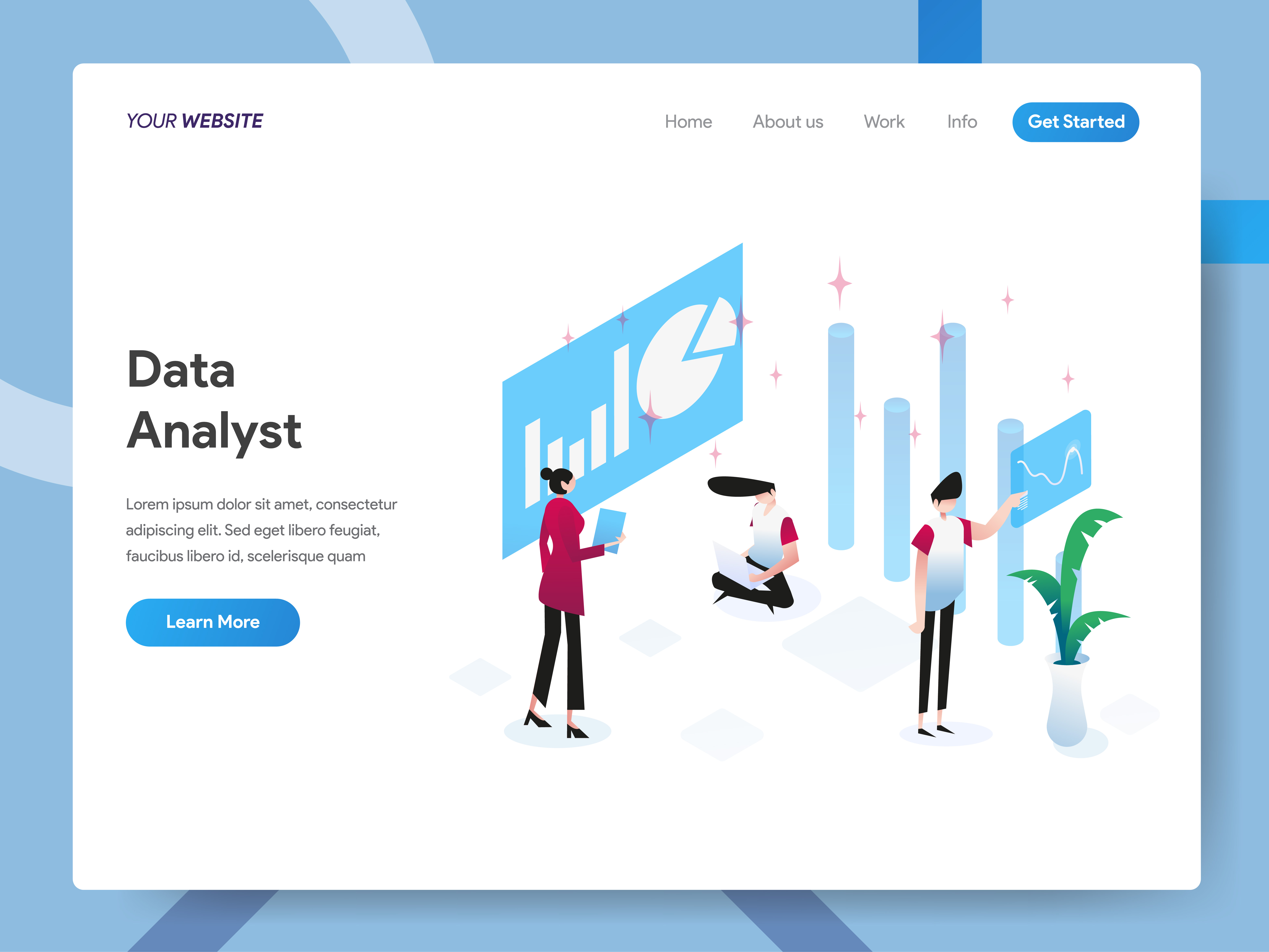 Landing Page Template Of Data Analyst 684205 Vector Art At Vecteezy