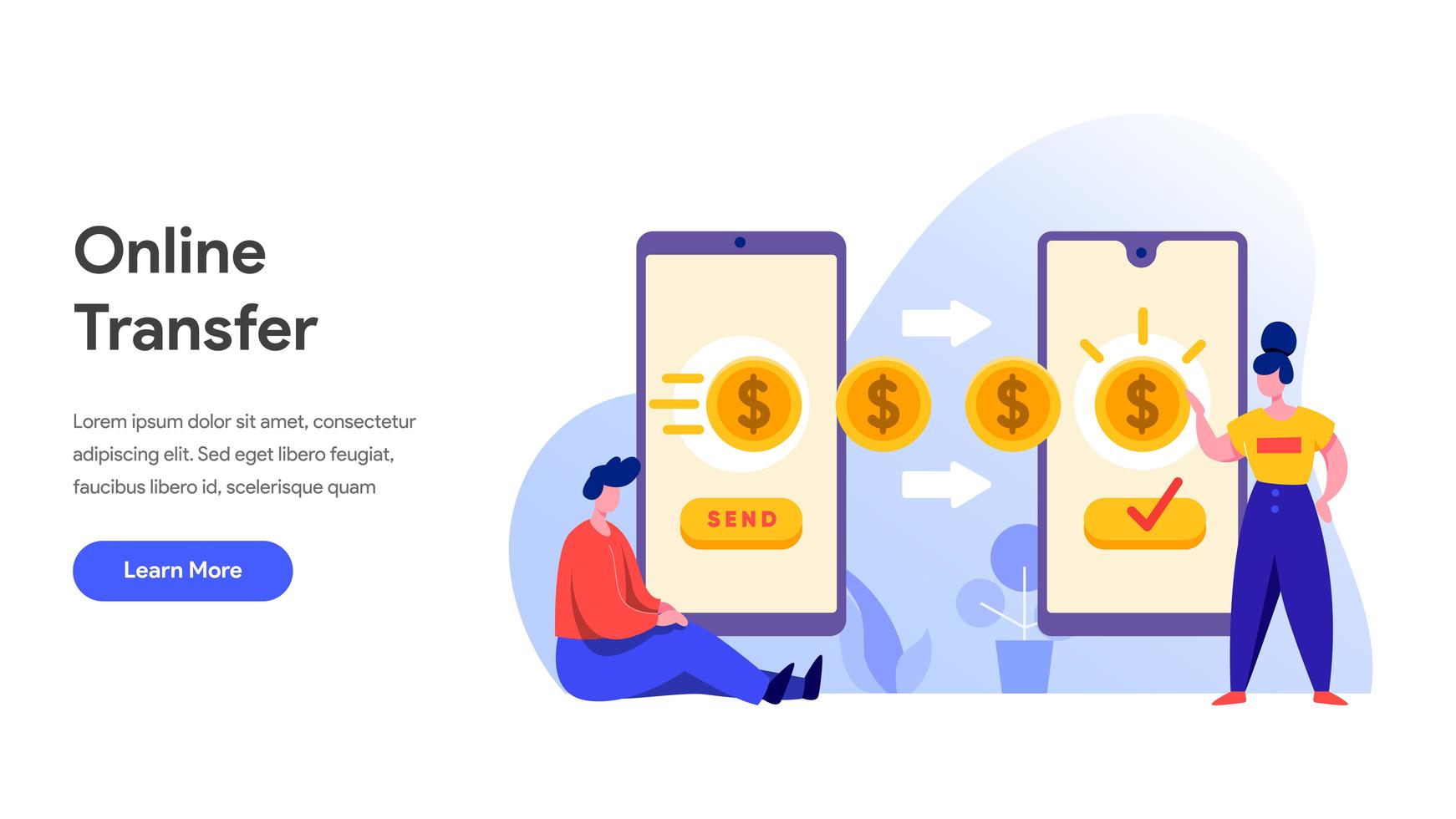 Landing page template of Online Money Transfer 684211 Vector Art at ...