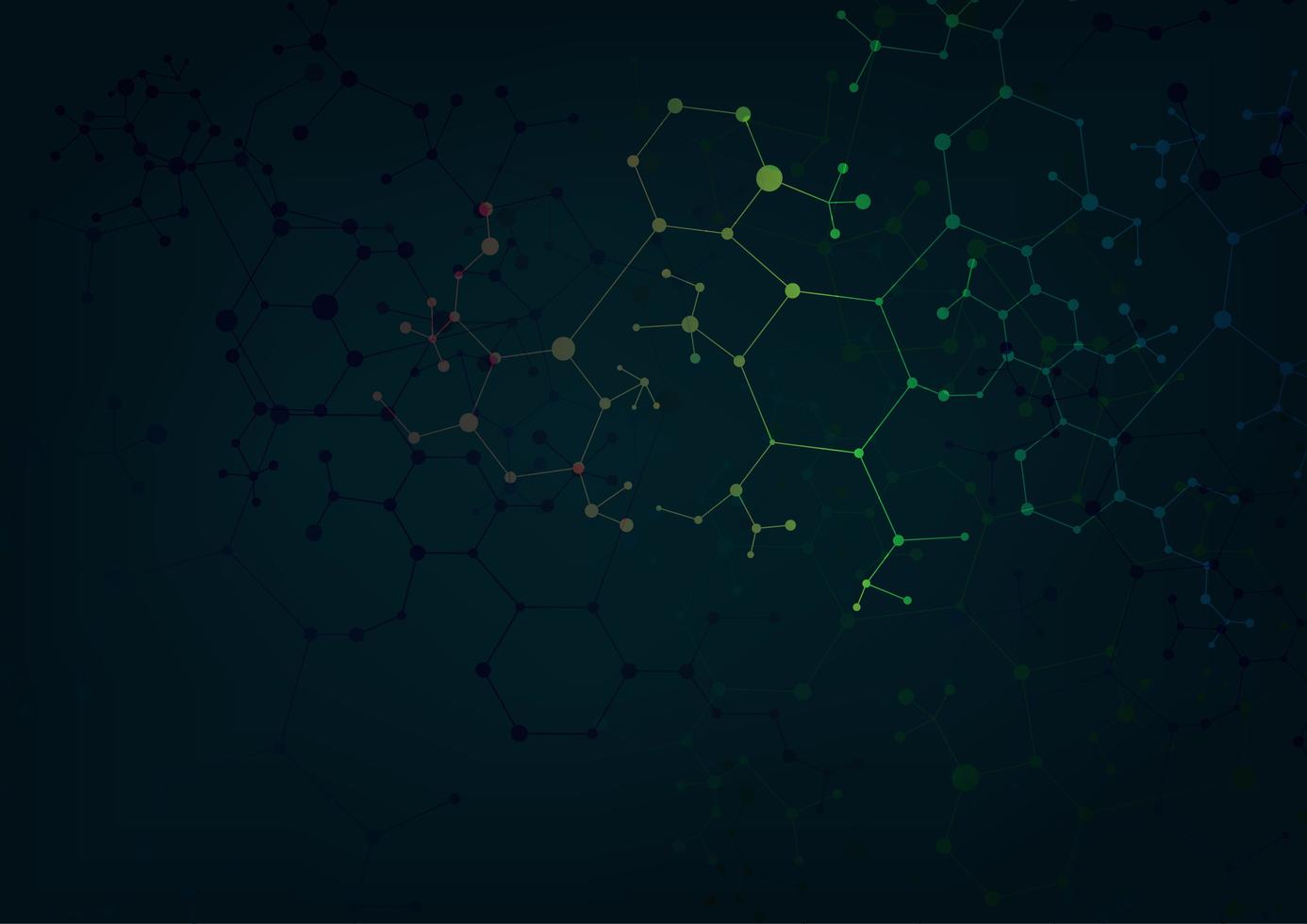 Array with dynamic moving particles. Node molecule structure. 684521 ...