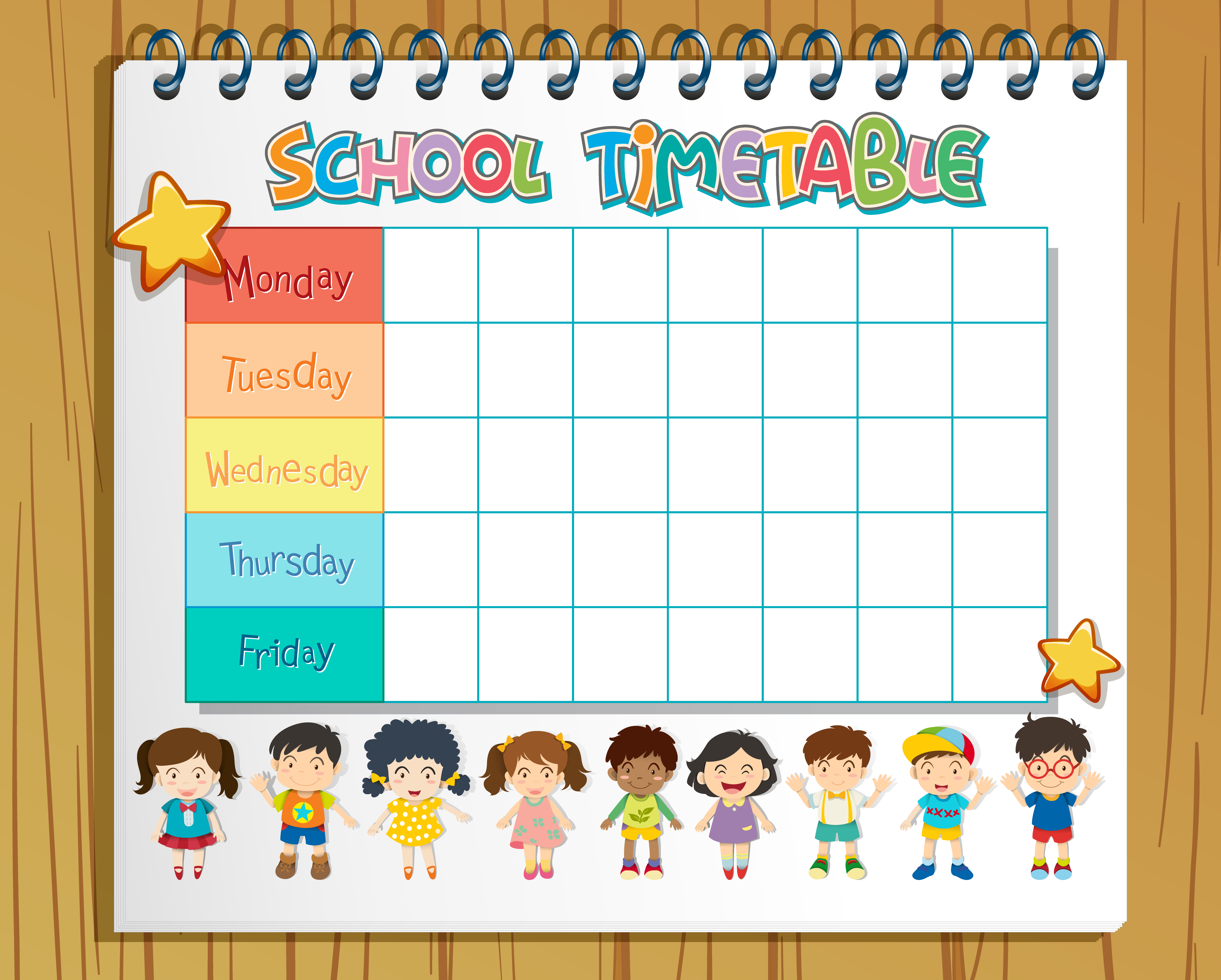 School timetable planner in notebook 684945 Vector Art at Vecteezy School timetable planner in notebook 684945 Vector Art at Vecteezy