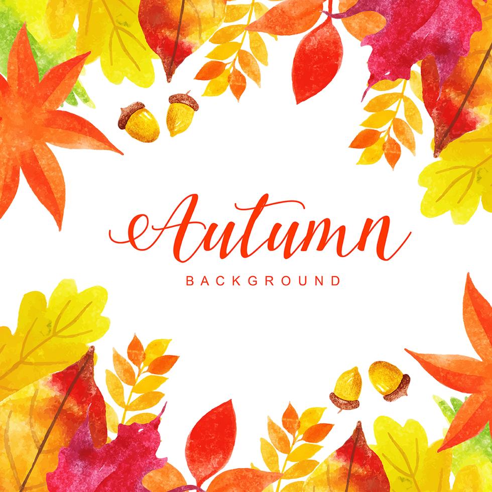 Beautiful Watercolor Autumn Leaves Background 685349 Vector Art at Vecteezy
