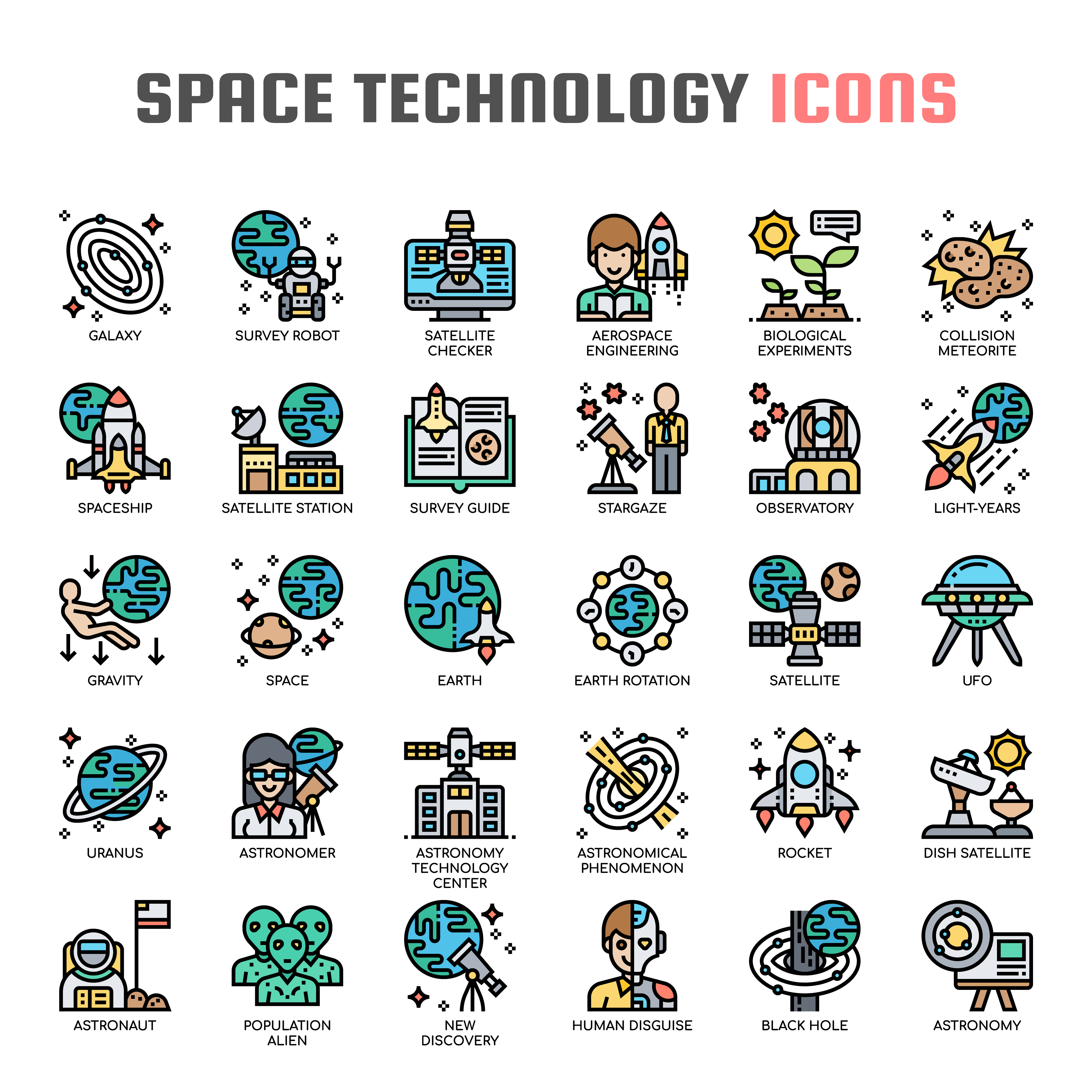Astronautics Technology Thin Line Icons 685595 Vector Art At Vecteezy