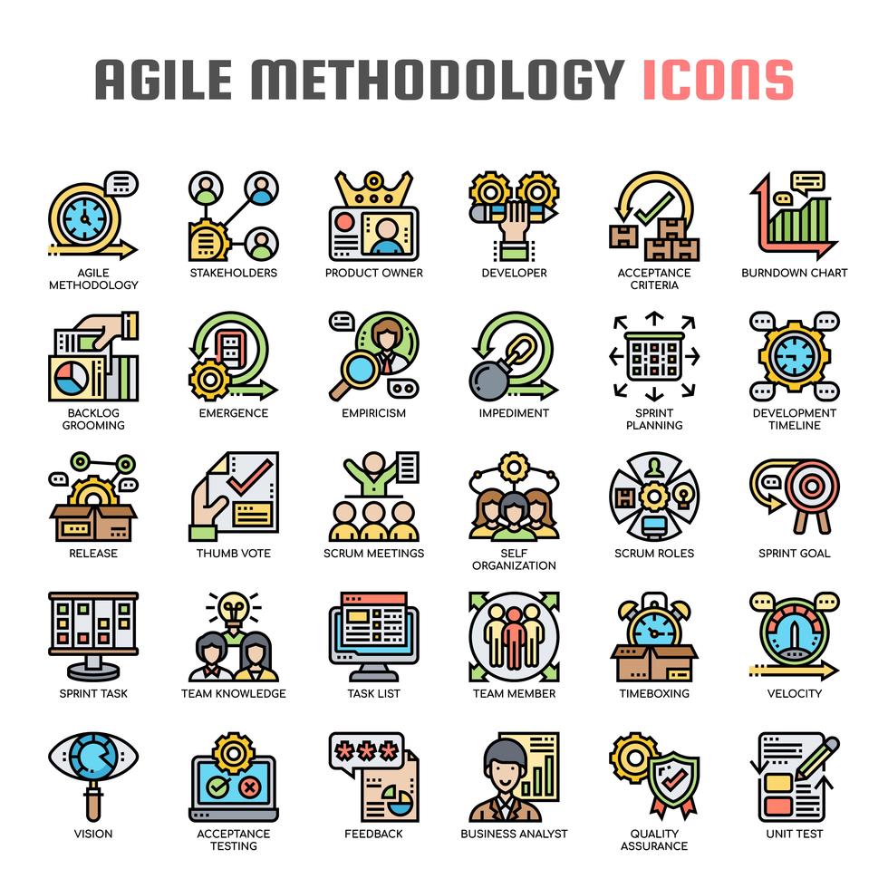 Agile Methodology Thin Line Icons 685836 Vector Art at Vecteezy