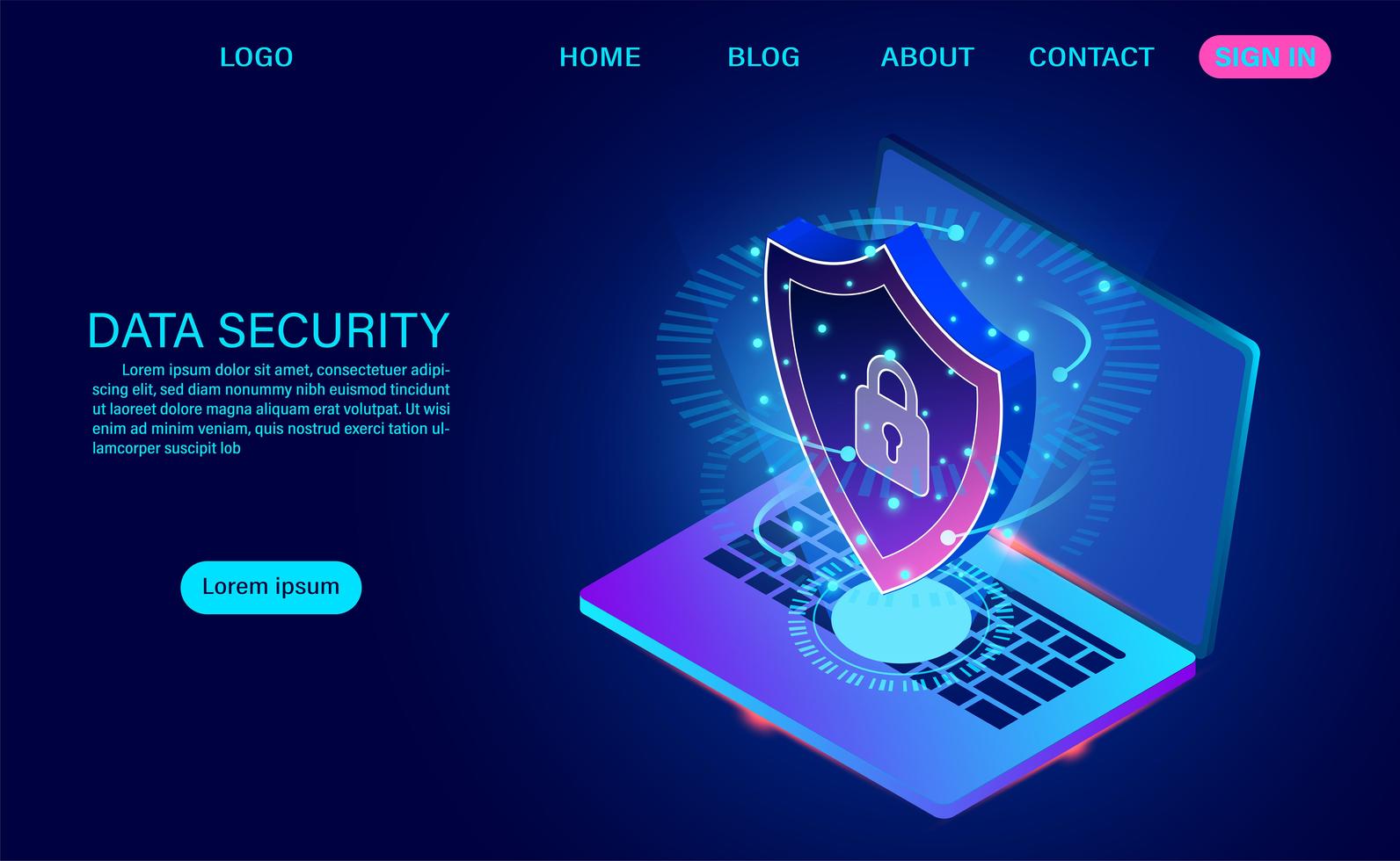 Data Security Modern Concept Protects Data From Thefts Data And Hacker