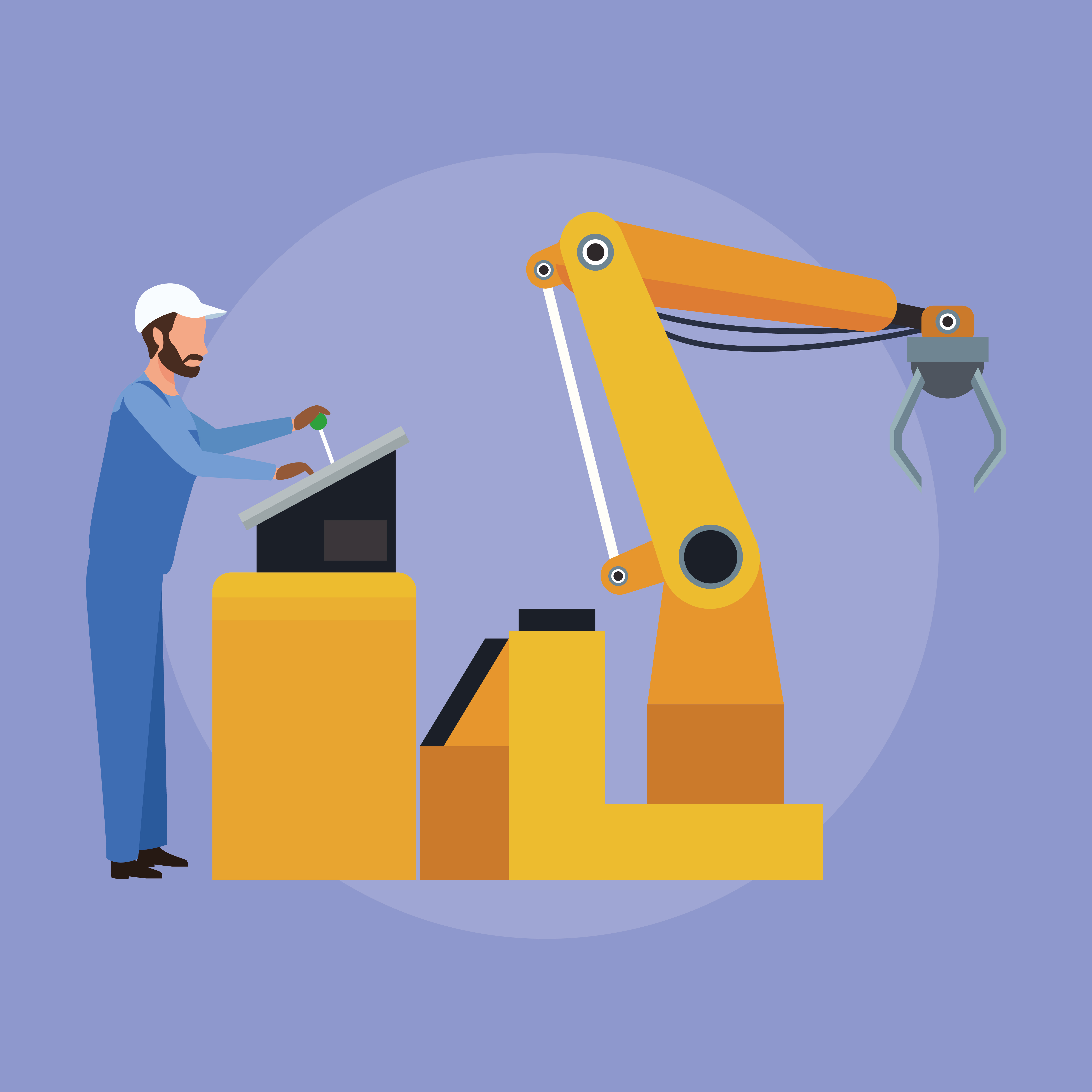 Factory worker operating robot arm machinery 688233 Vector Art at Vecteezy Factory worker operating robot arm machinery 688233 Vector Art at Vecteezy