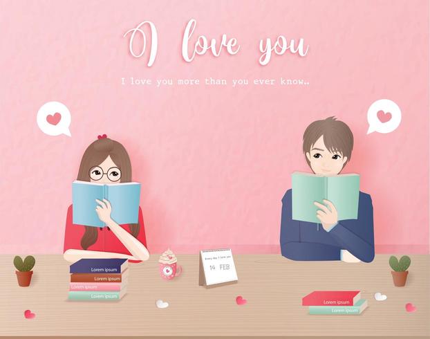 Couple Reading Books Together 688754 Vector Art At Vecteezy