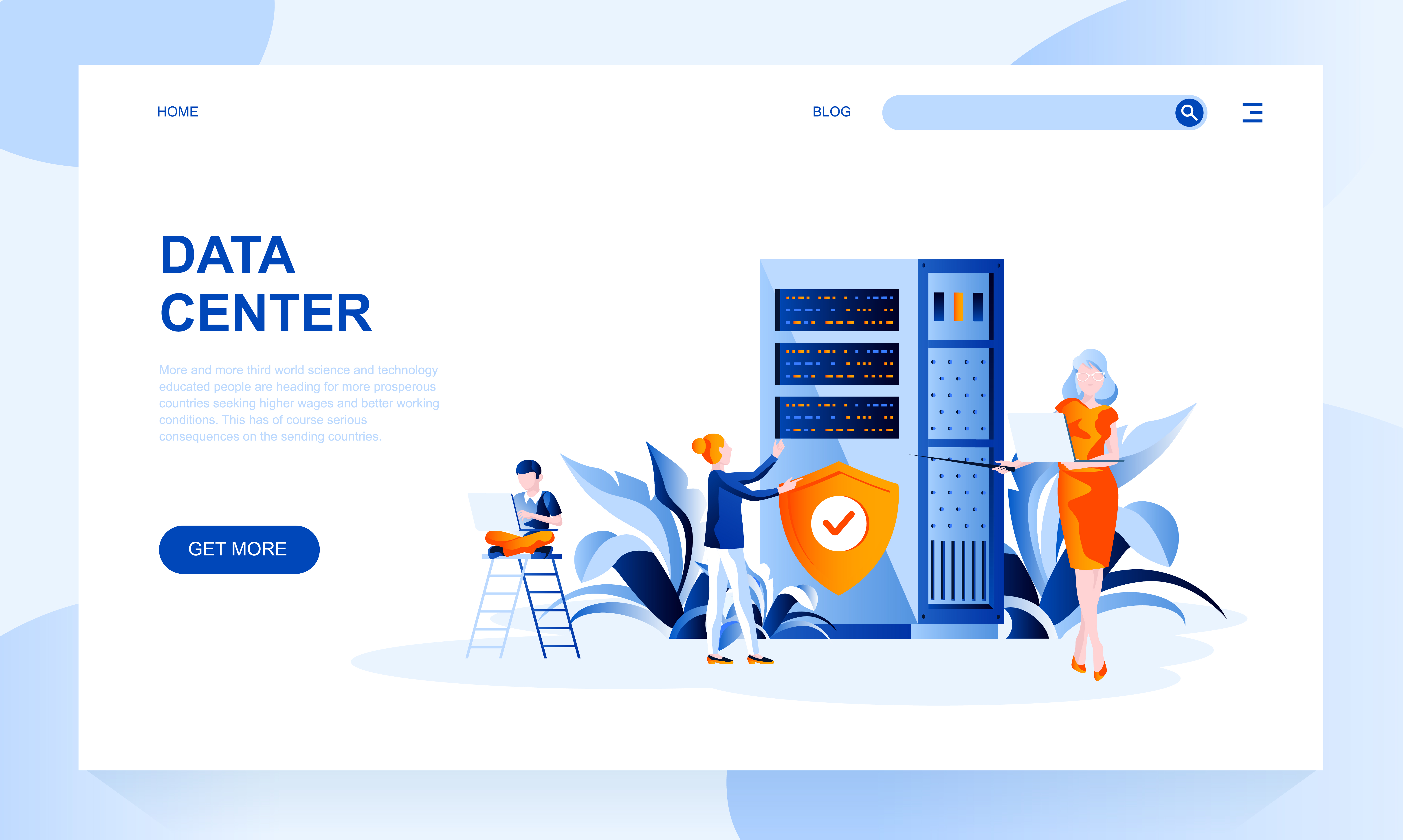 Data center vector landing page template with header 689360 Vector Art ...