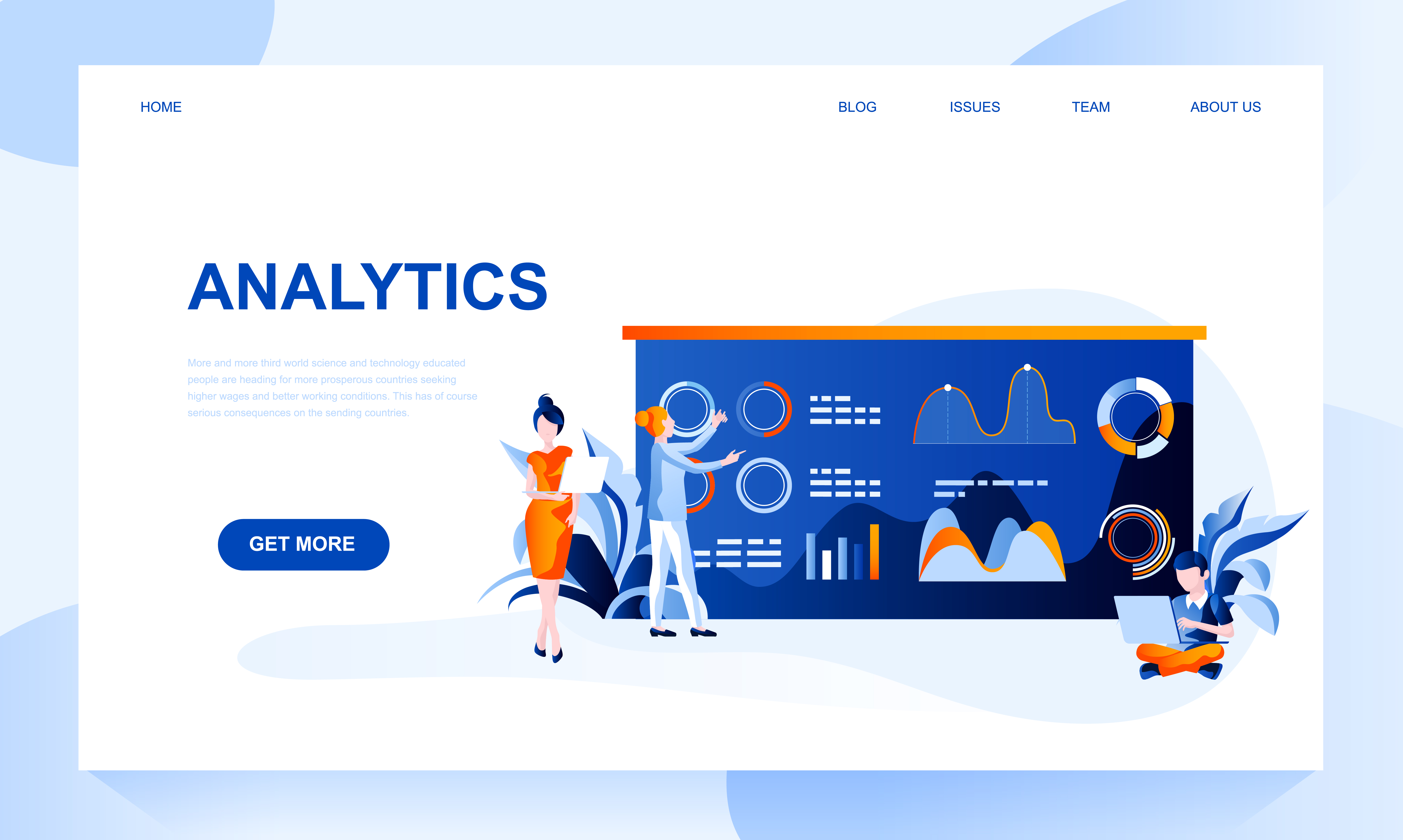 Analytics vector landing page template with header 689370 Vector Art at ...