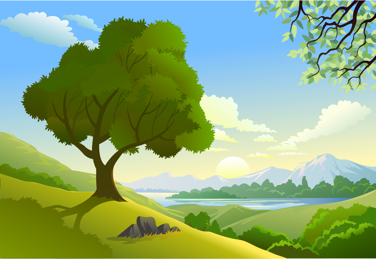 Tree In The Field 689789 Vector Art at Vecteezy