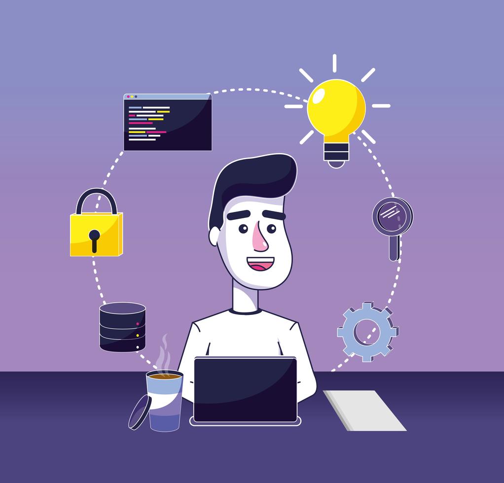 Programador de software de dibujos animados 689895 Vector en Vecteezy