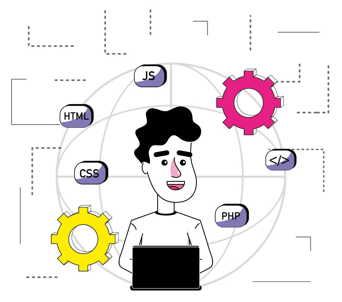 Programador de software de dibujos animados 689923 Vector en Vecteezy