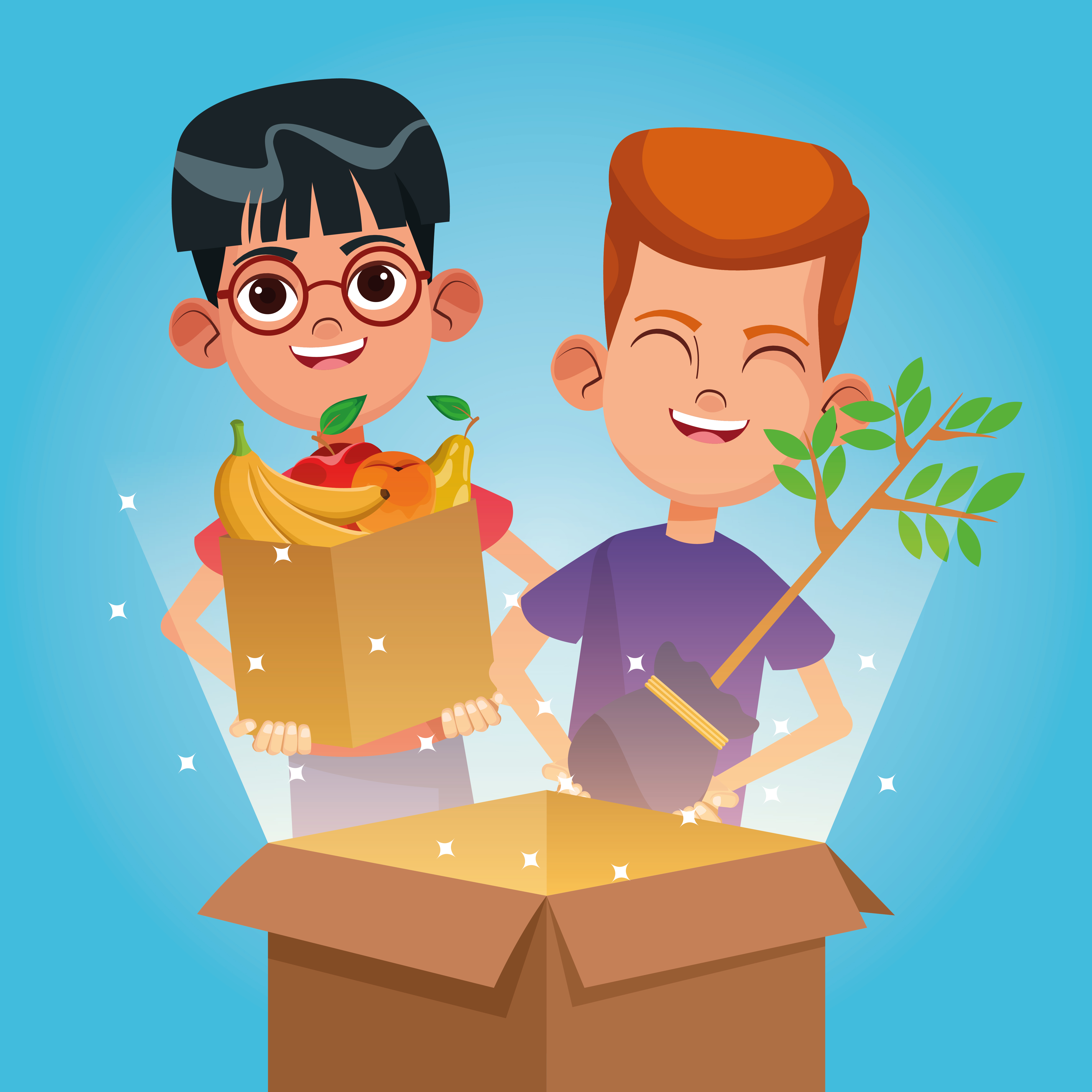 Niños Con Donaciones De Caridad 690455 Vector En Vecteezy