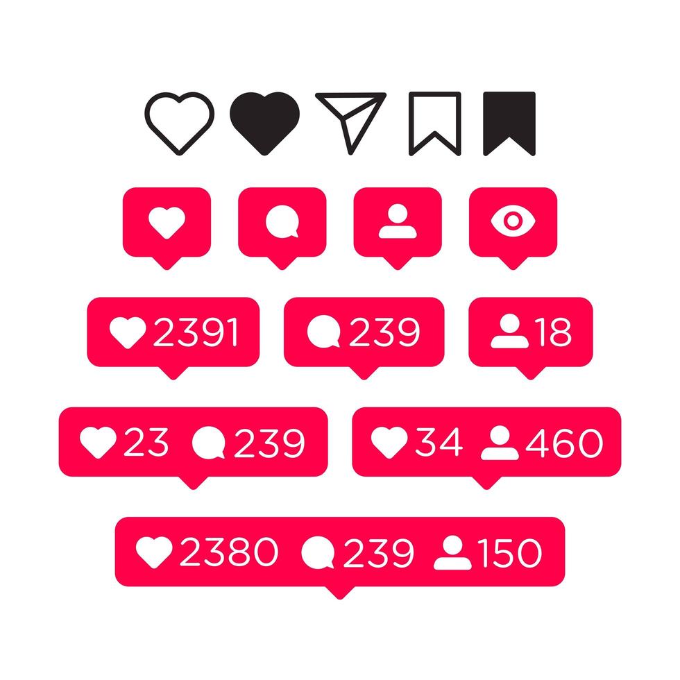Like, comment, follower and notification Icons set 693762 Vector Art at ... Like, comment, follower and notification Icons set 693762 Vector Art at ...