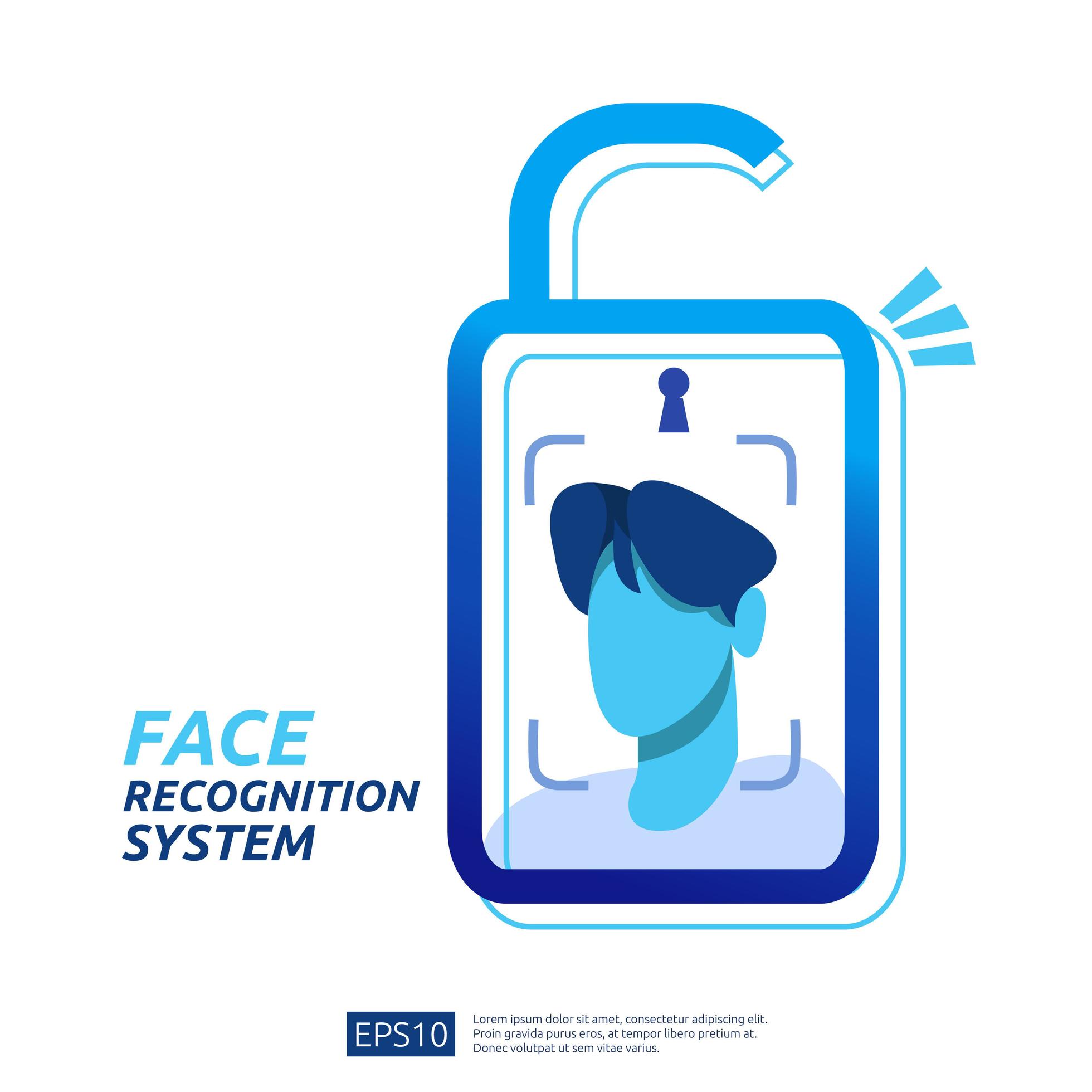 Face recognition system lock 693821 Vector Art at Vecteezy