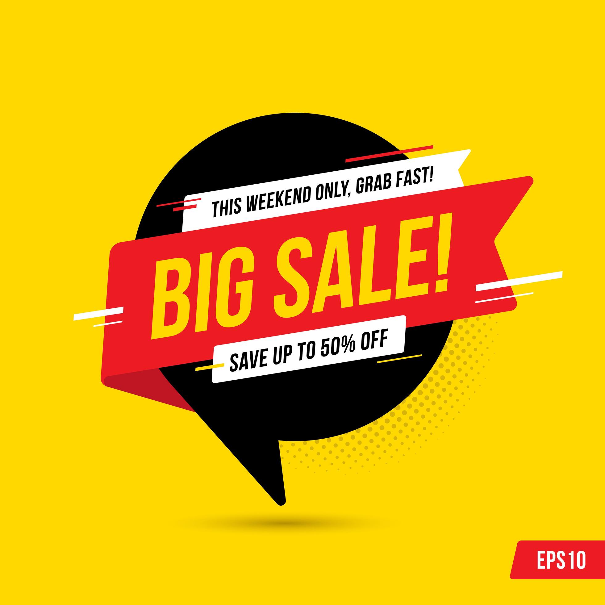 Big Sale Banner Template With Speech Bubble 694043 Vector Art At Vecteezy