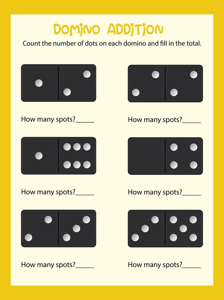 Domino counting math worksheet 694874 Vector Art at Vecteezy
