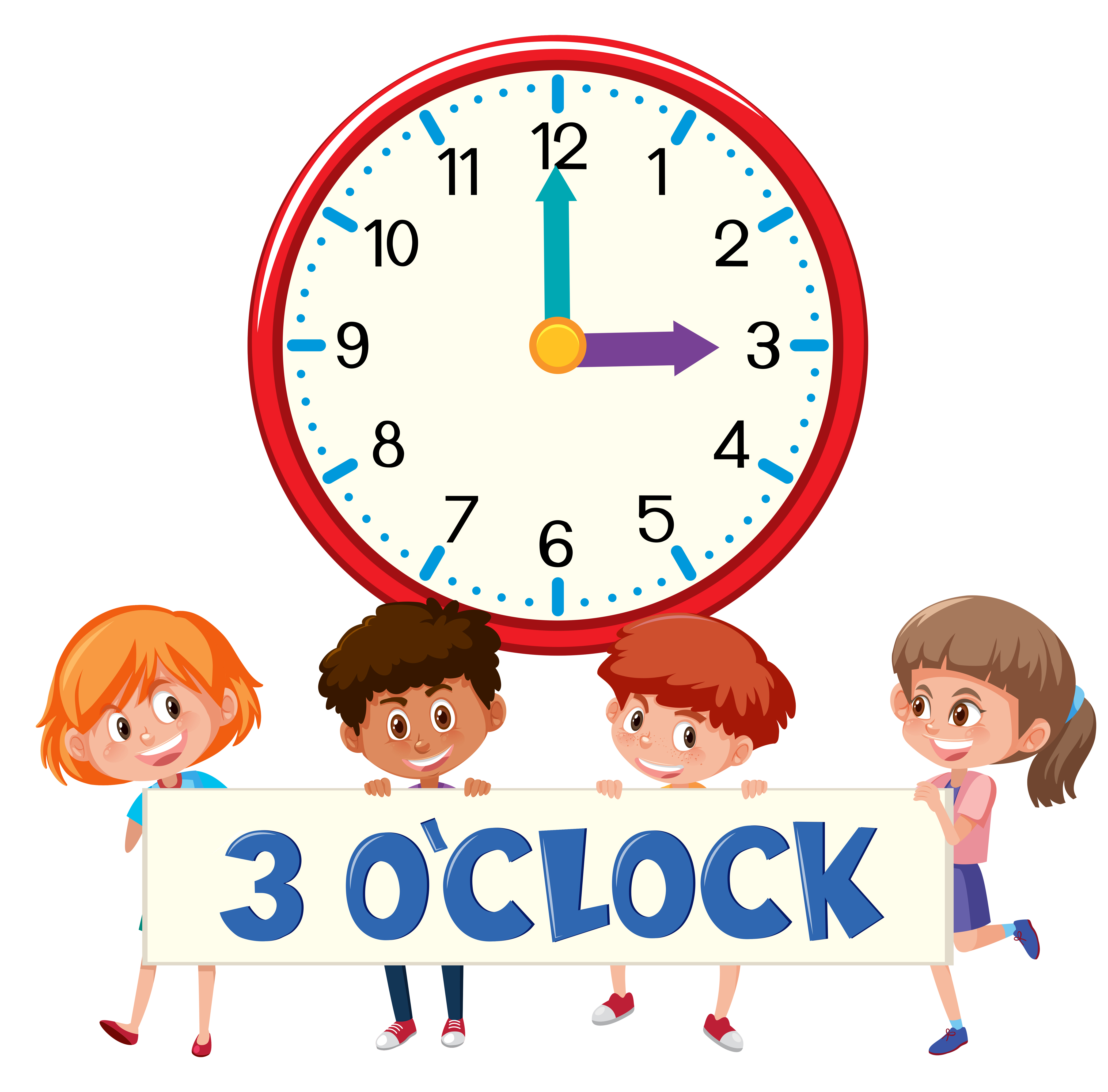 3 O clock And Students 695050 Vector Art At Vecteezy