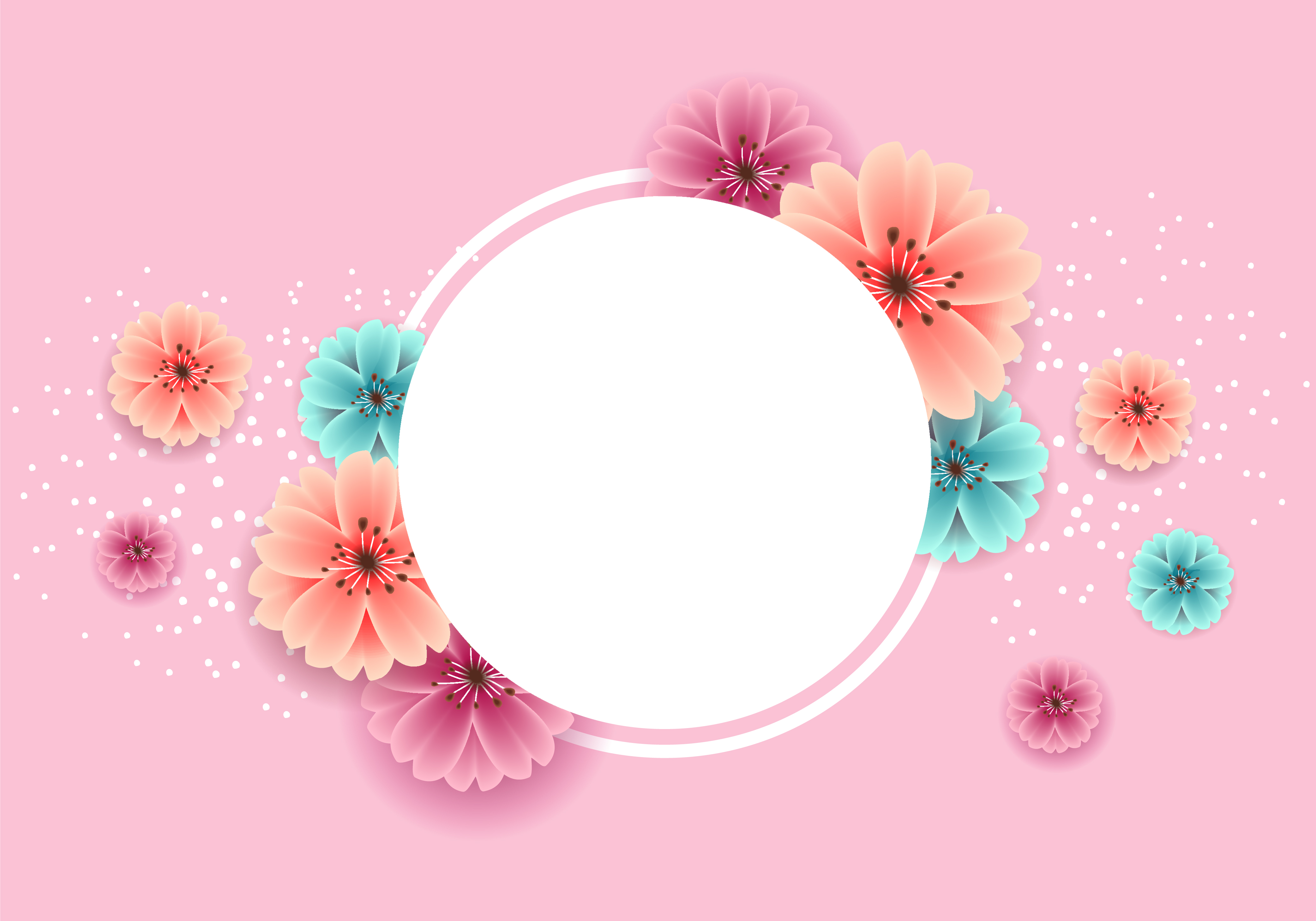 Spring banner with beautiful flowers and circle frame 695185 Vector Art ...