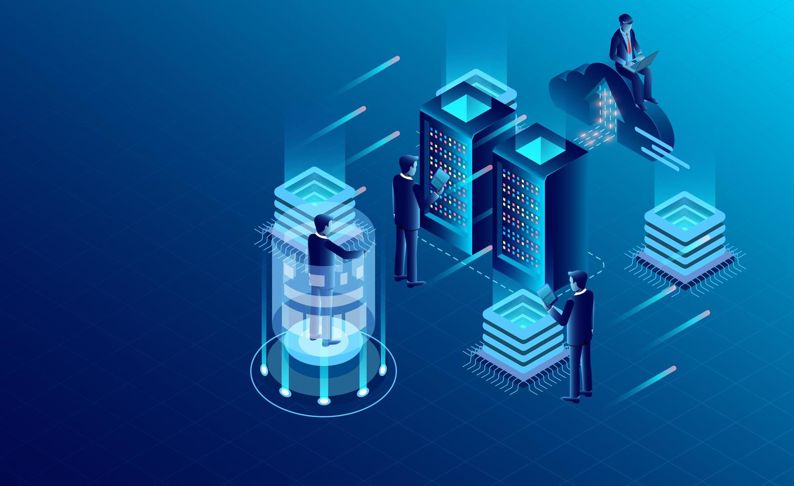 Datacenter Server Room Cloud Storage Technology Concept 695849 Vector
