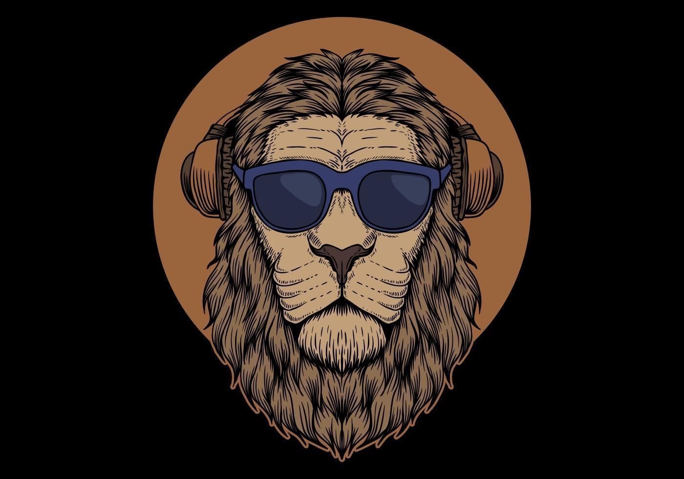 Lion head with sunglasses 696162 Vector Art at Vecteezy