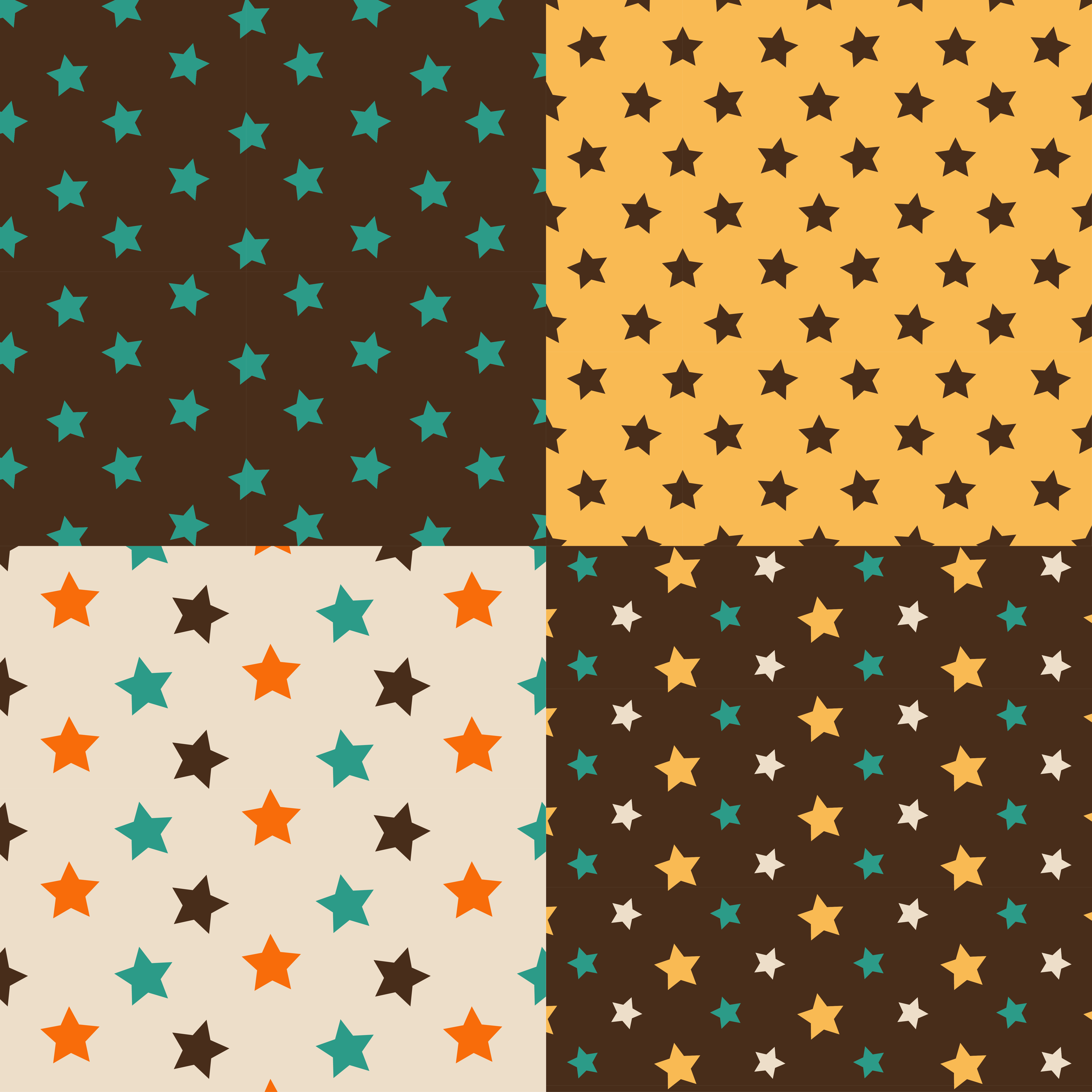 Stars brown and yellow seamless pattern set 699401 Vector Art at Vecteezy