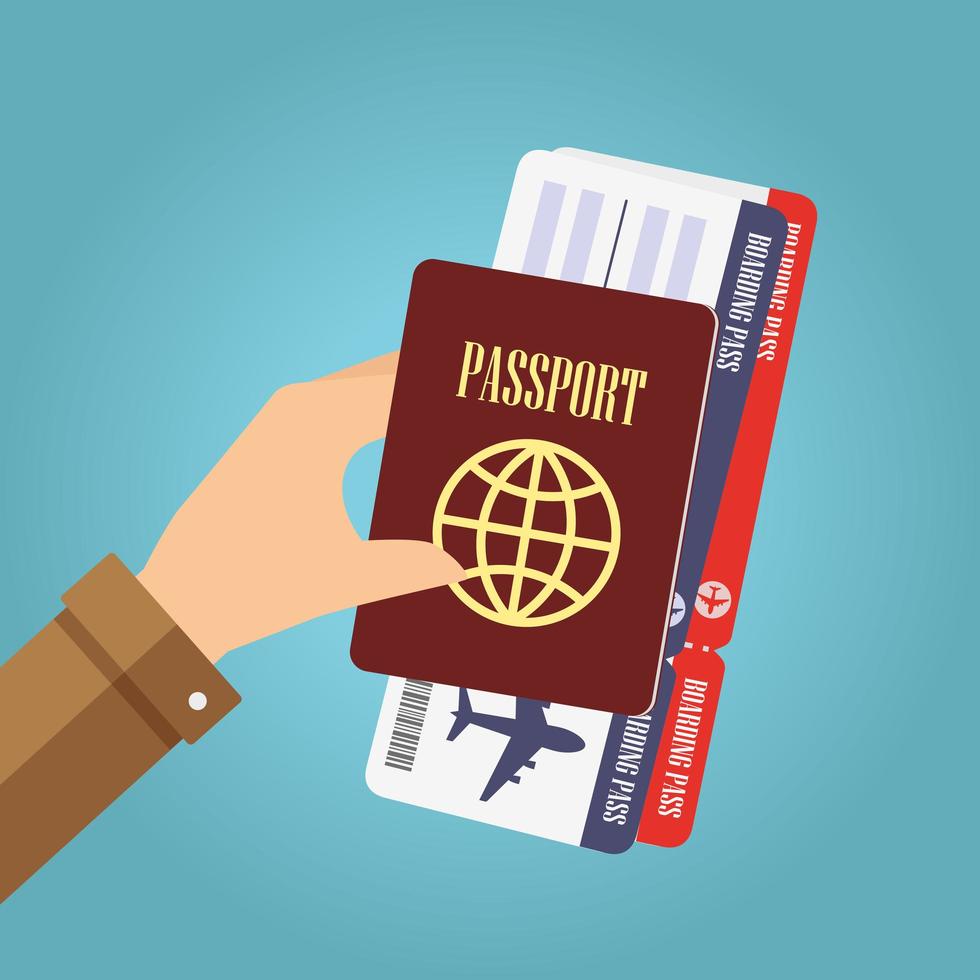 Hand Holding Passport And Boarding Pass 702481 Vector Art At Vecteezy