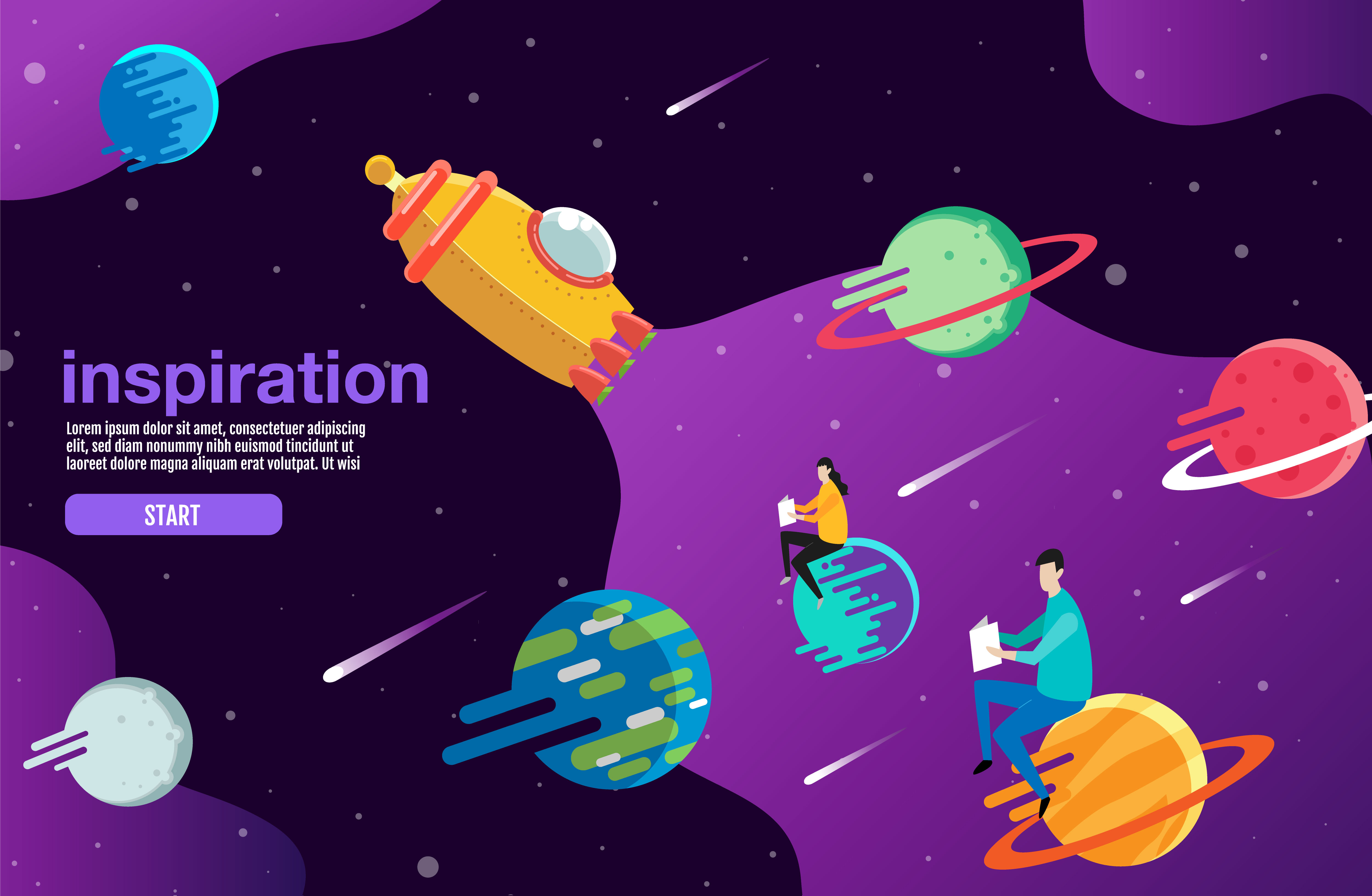 People Reading Books in Space 833358 Vector Art at Vecteezy