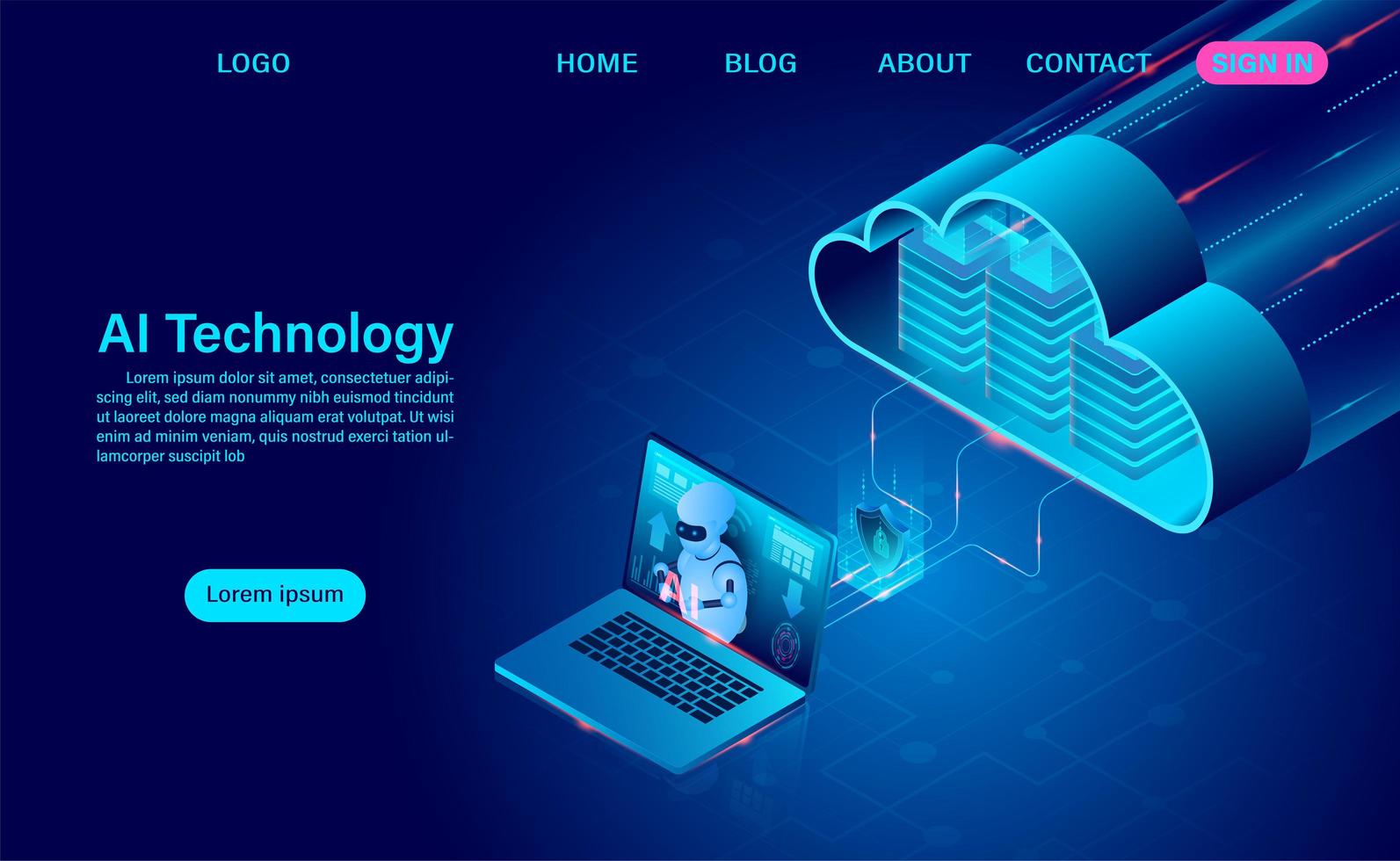 Artificial Intelligence Robot and Cloud Technology Landing Page 833895 ... Artificial Intelligence Robot and Cloud Technology Landing Page 833895 ...