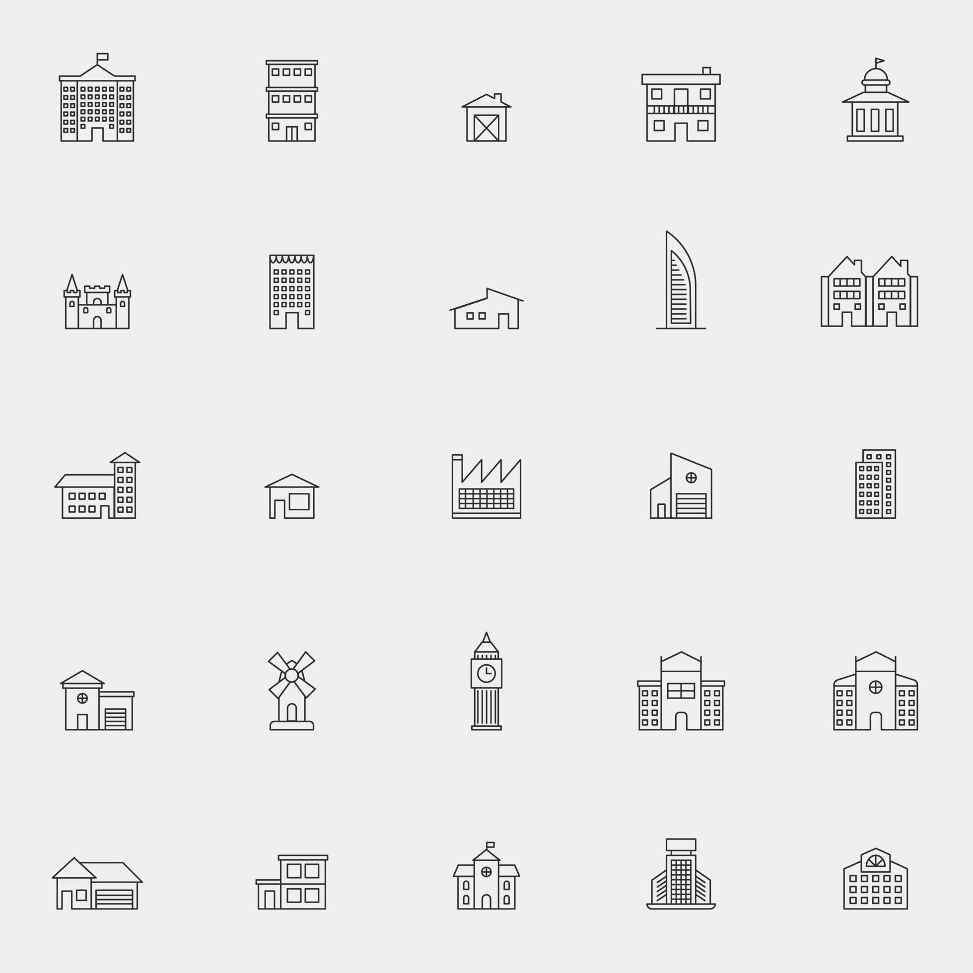 Line Art Architecture Icon Set 834221 Vector Art at Vecteezy