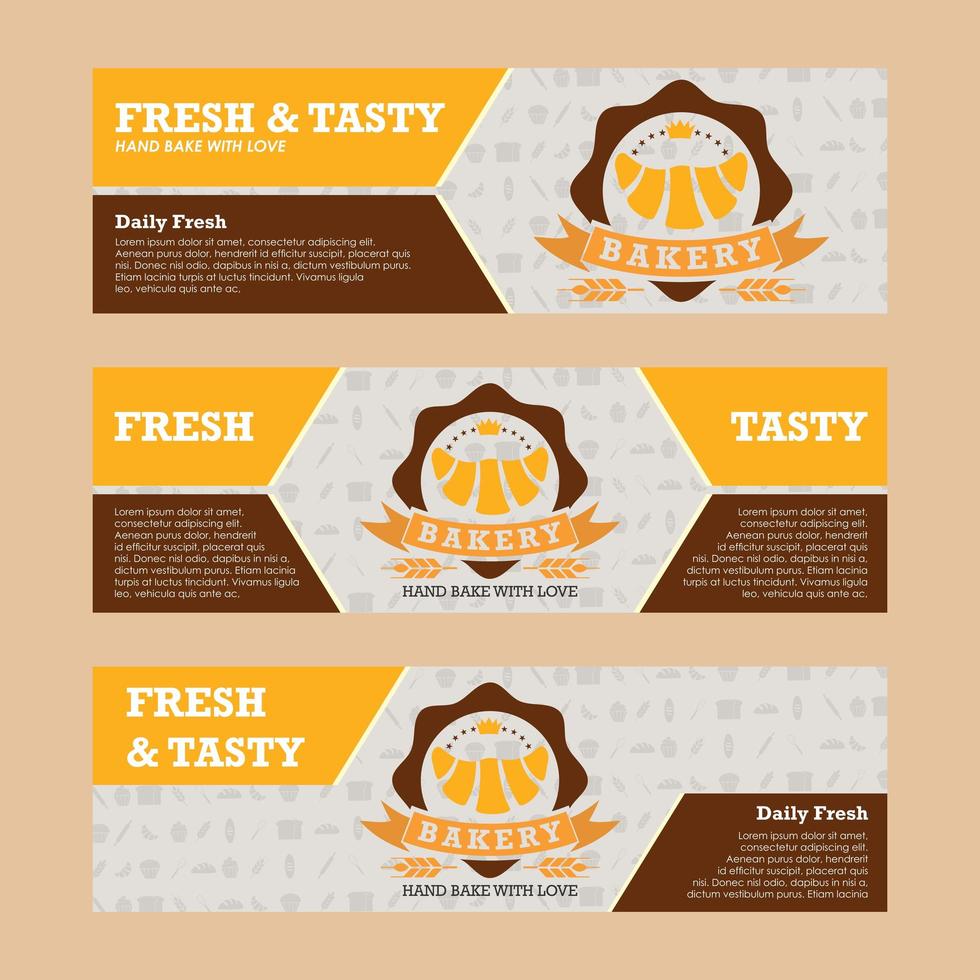 Bakery Banner Set in Yellow and Brown 932079 Vector Art at Vecteezy Bakery Banner Set in Yellow and Brown 932079 Vector Art at Vecteezy