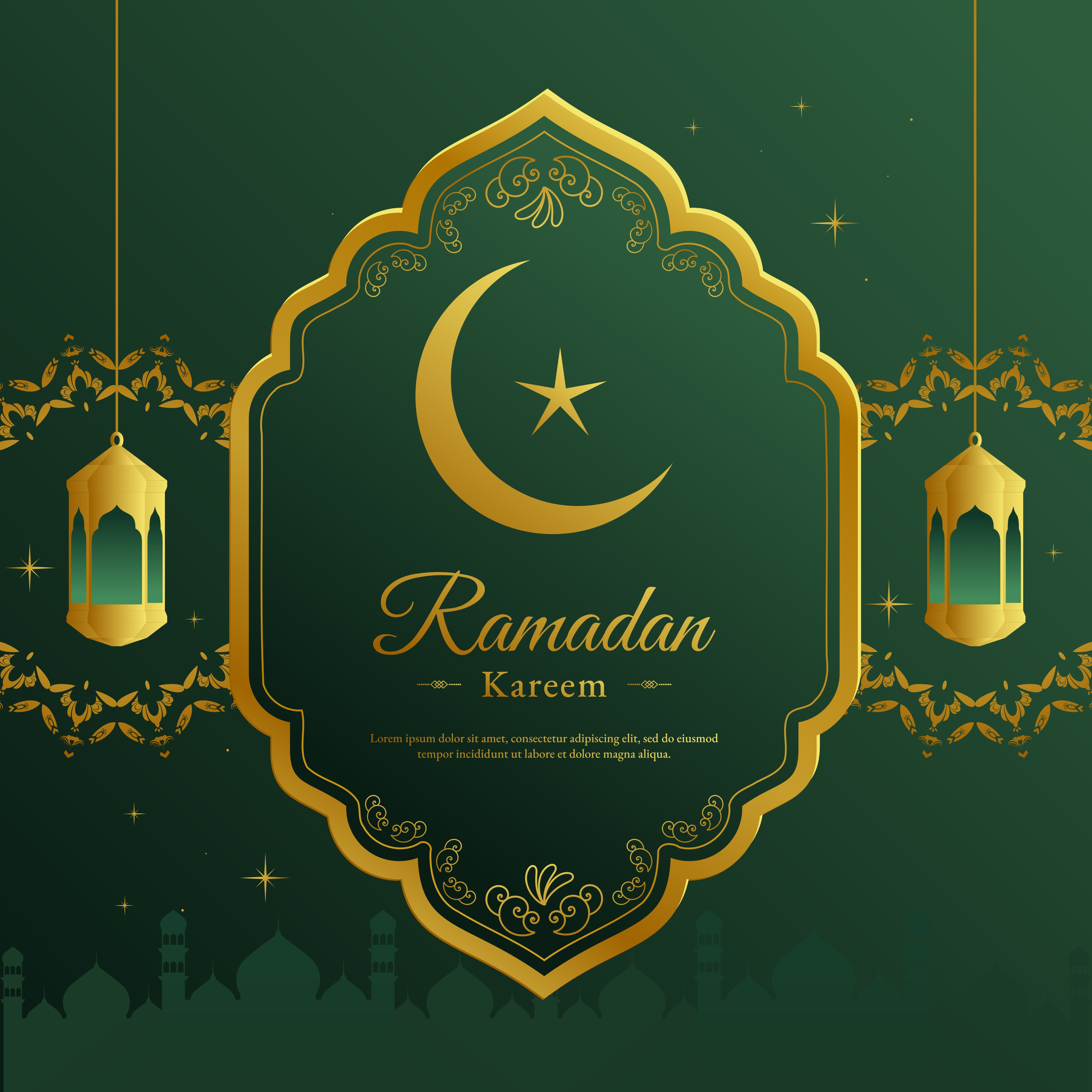 Ramadan Green and Gold Ornate Frame Greeting - Download Free Vectors ... Ramadan Green and Gold Ornate Frame Greeting - Download Free Vectors ...