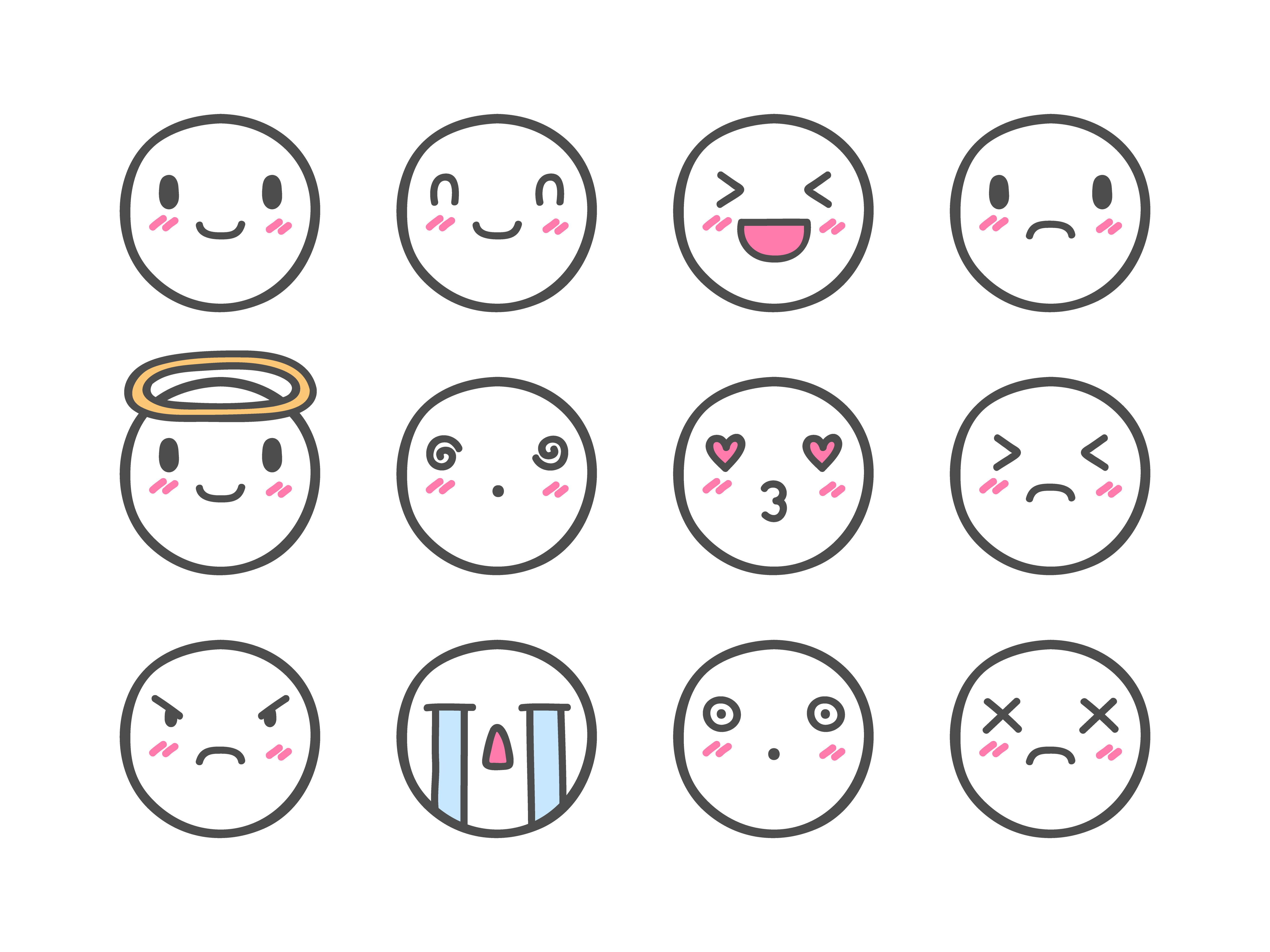 Doodle Emoticons Icons Set 941079 Vector Art at Vecteezy