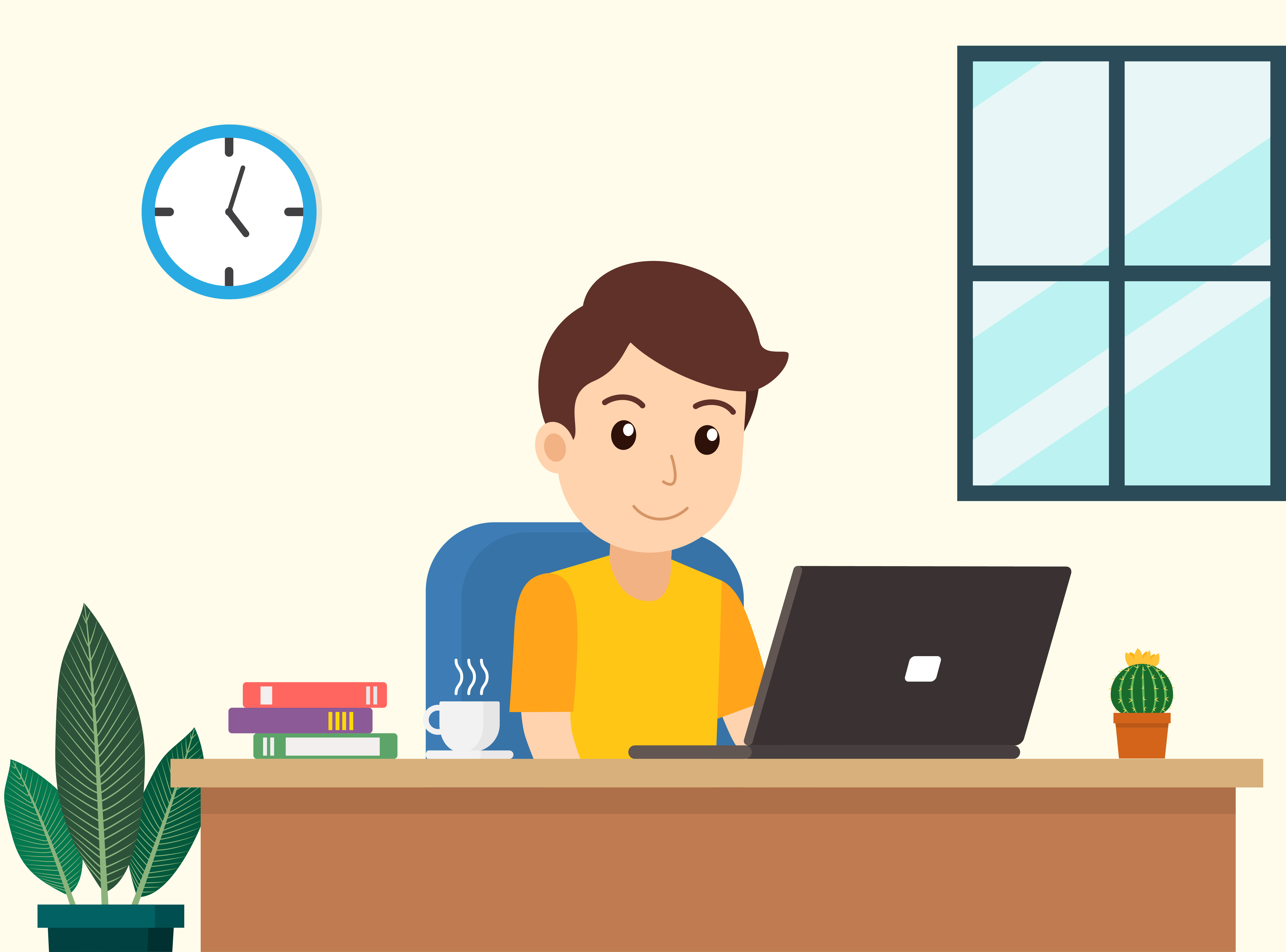 hombre trabajando en la computadora portátil en casa 952472 Vector en ... hombre trabajando en la computadora portátil en casa 952472 Vector en ...