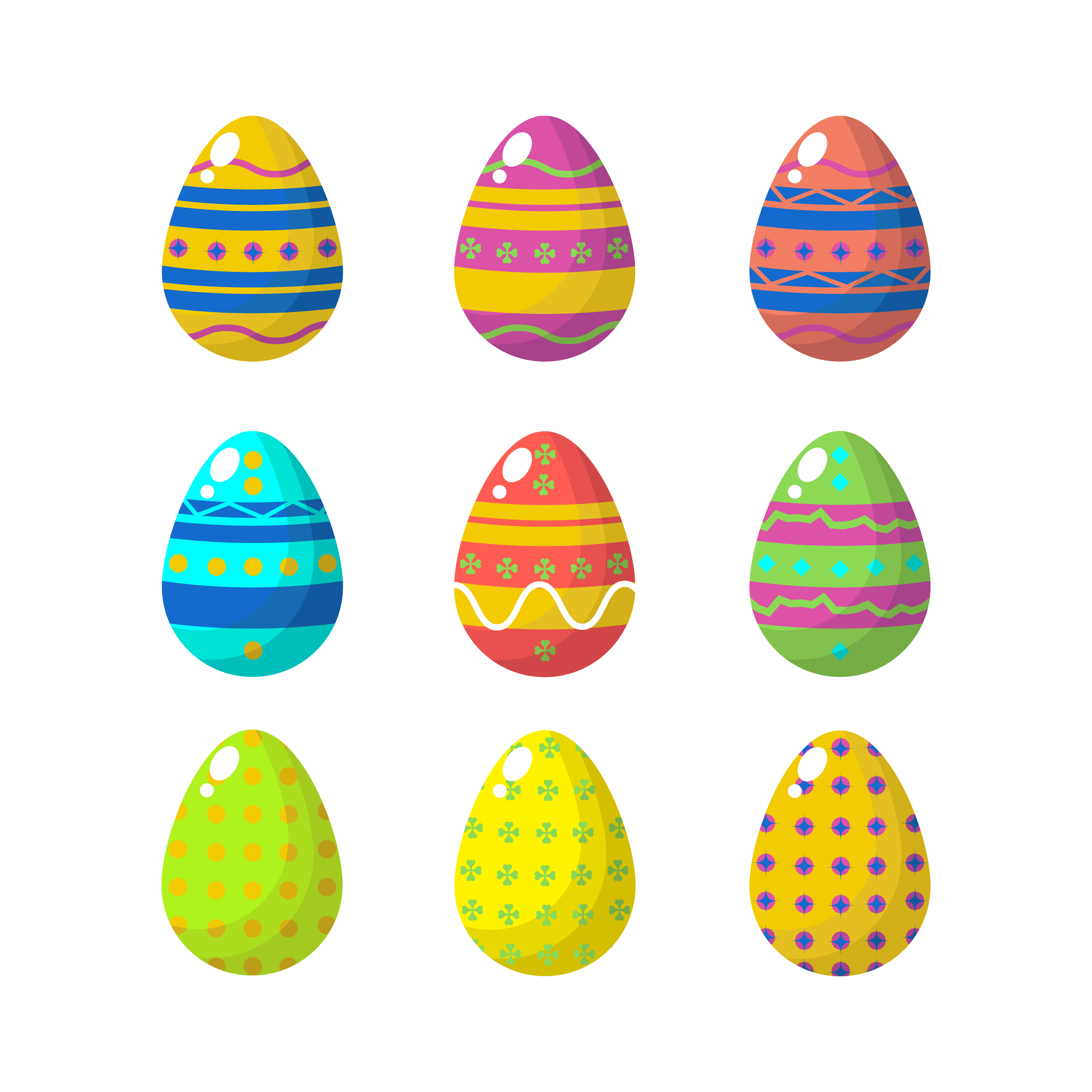 Glossy Patterned Egg Collection 952519 Vector Art At Vecteezy