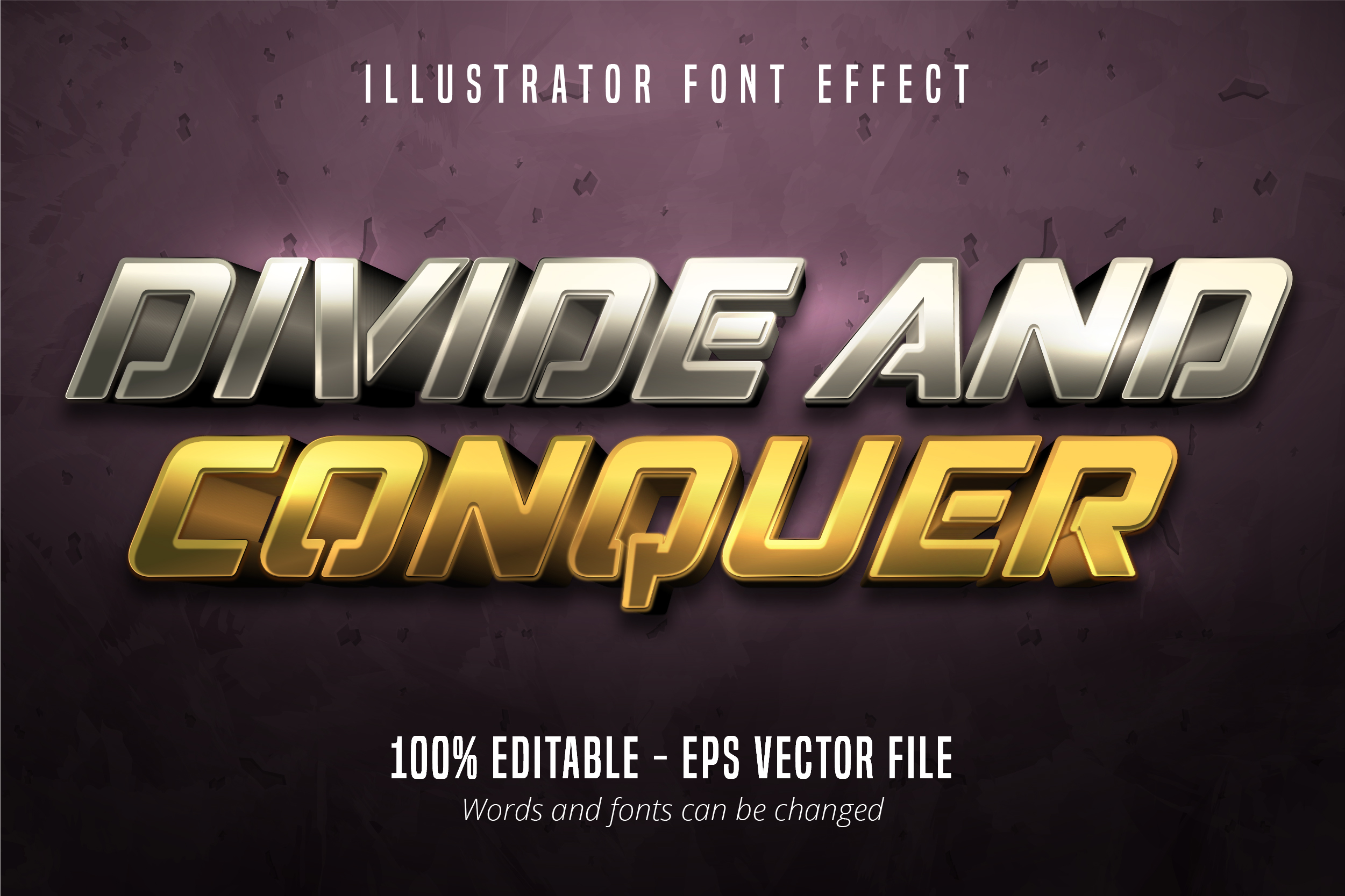 Divide And Conquer Text 3d Gold And Silver Metallic Style Editable divide-and-conquer-text-3d-gold-and-silver-metallic-style-editable
