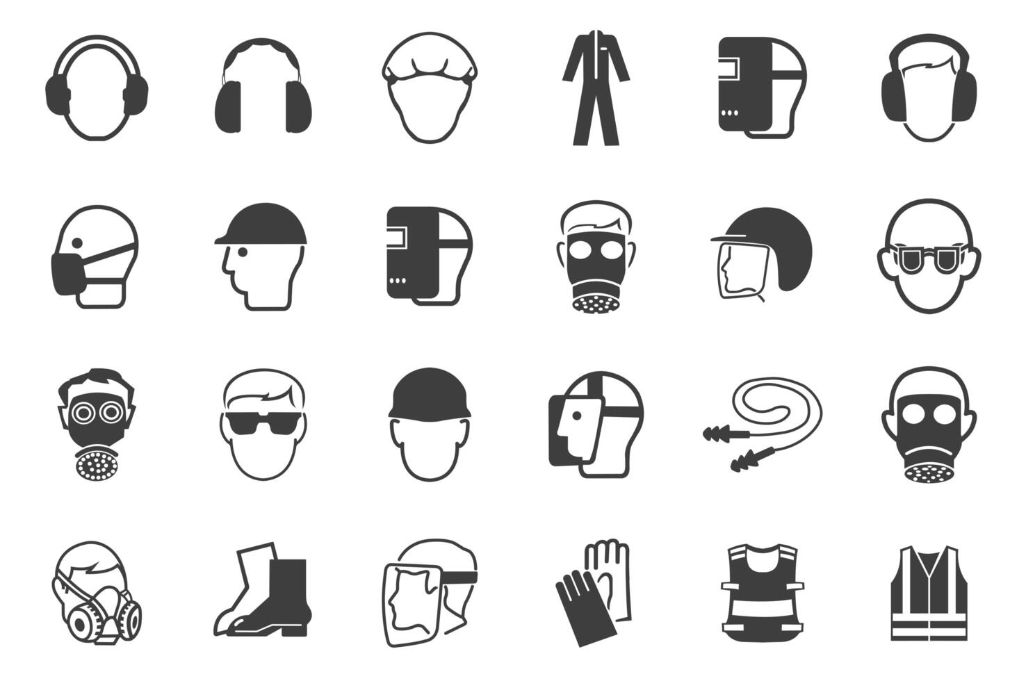Large Collection Of Ppe Equipment In Black Style 1100418 Vector Art At